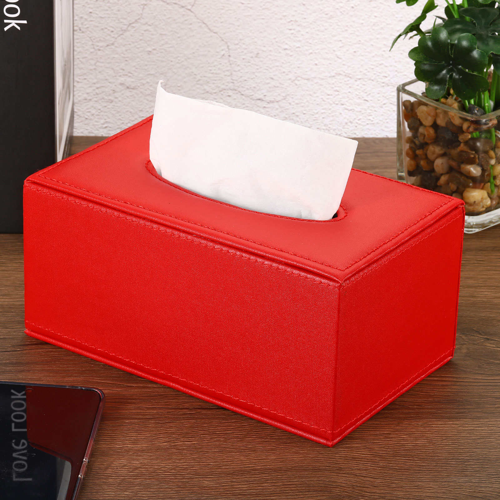 PATIKIL 7.9x4.7x3.7 Inch Tissue Box Cover PVC Leather Rectangle ...