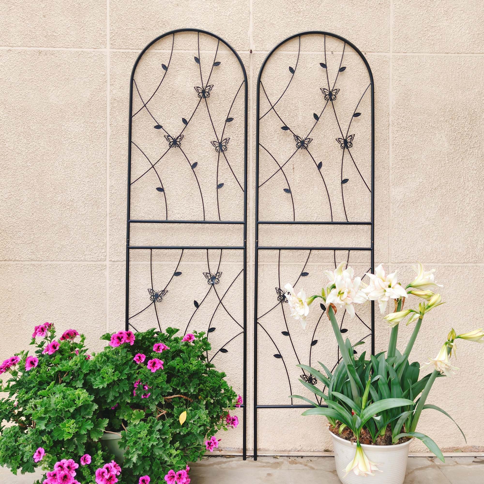 LUXEYARD 2 Pack Metal Garden Trellis Rustproof Trellis for Climbing ...