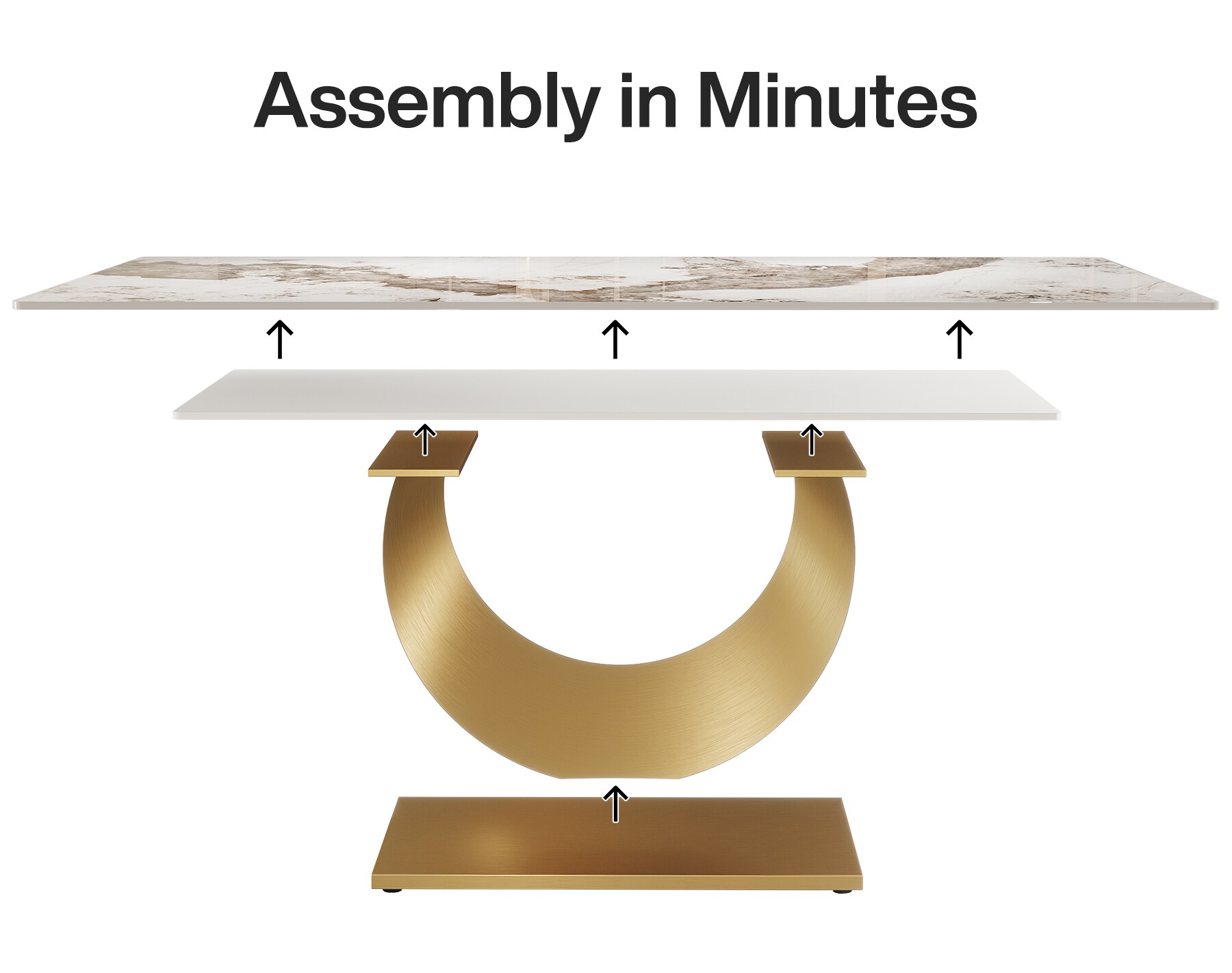 Tribesigns White and Gold Contemporary/Modern Marble Dining Table, with ...