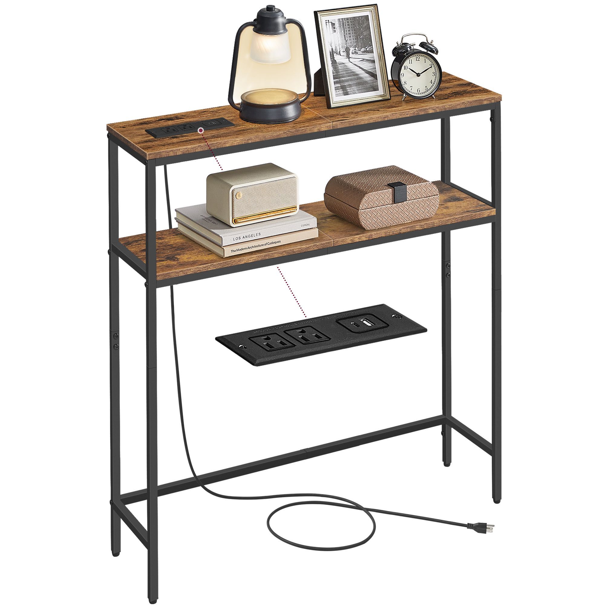 Slickblue 2-Tier- Console Table with USB and AC Outlets for Entryway ...