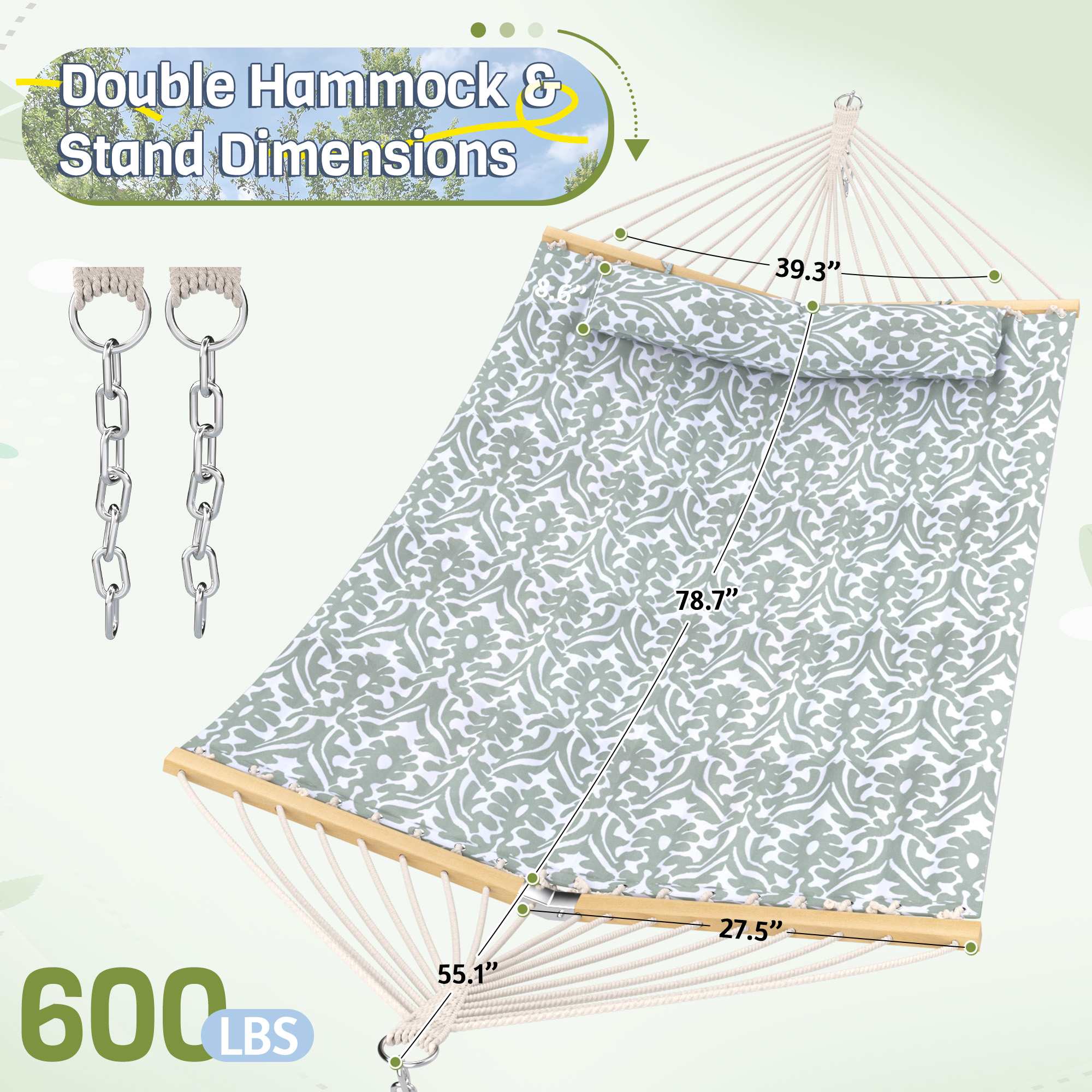 U-HOMY Modern Portable Hammock for Outside/Camping Hammock with Stable ...