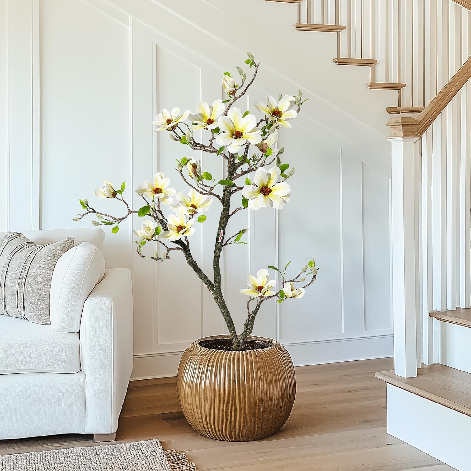 GarveeLife 4FT Artificial Magnolia Tree 66 Realistic Flowers Vivid ...