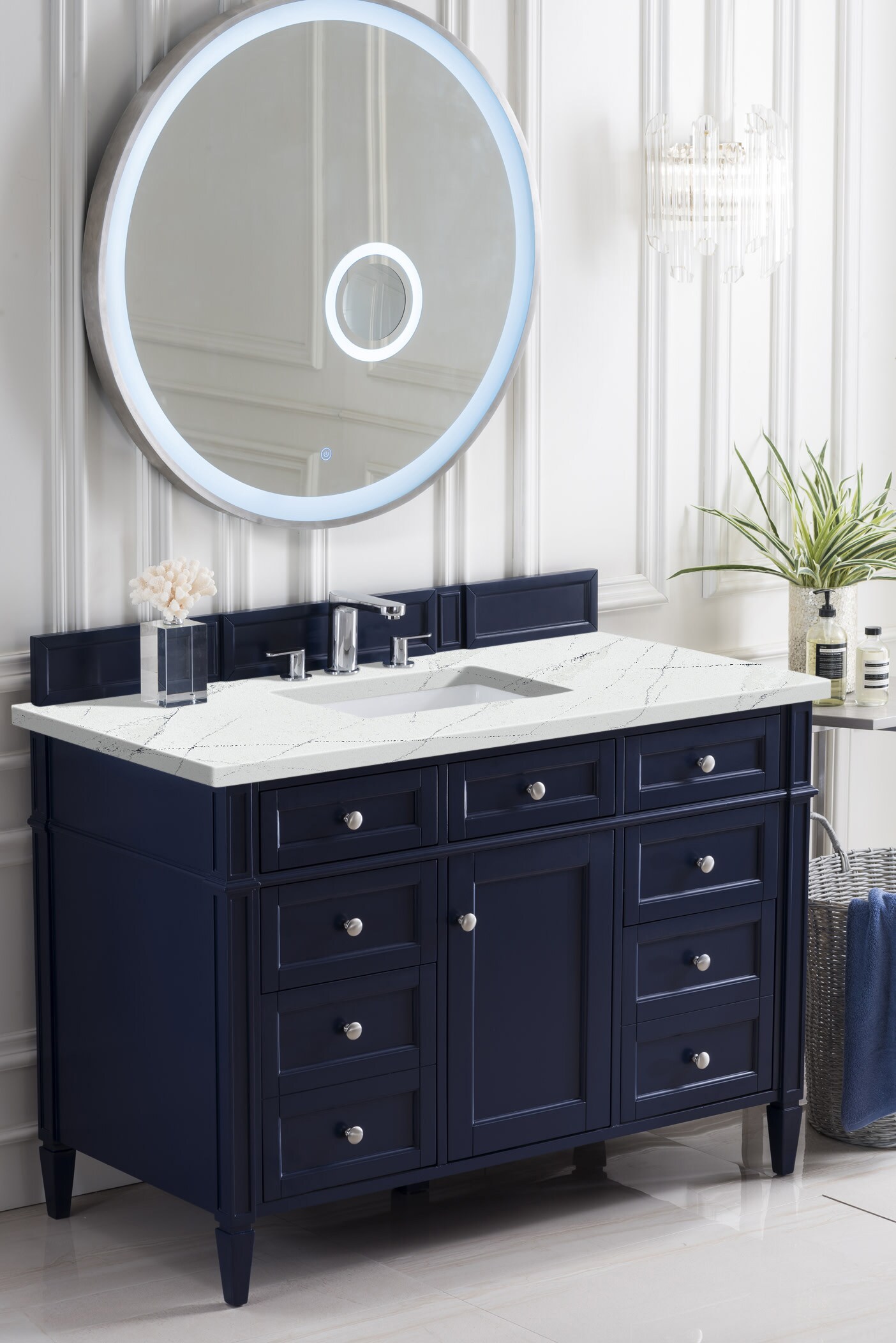 James Martin Vanities Brittany 48-in Victory Blue Undermount Single ...