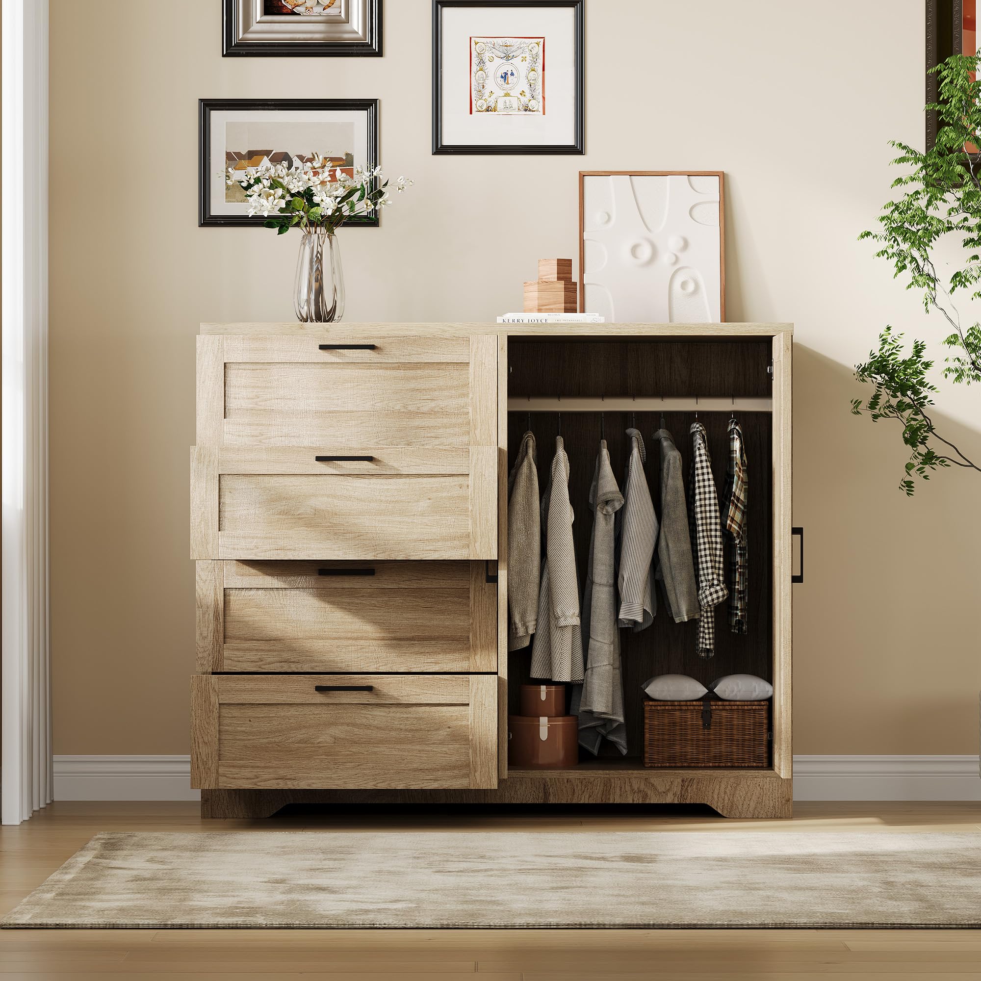 Garvee Wardrobe Closet with Drawers Wardrobe Armoire Closet with 4 ...