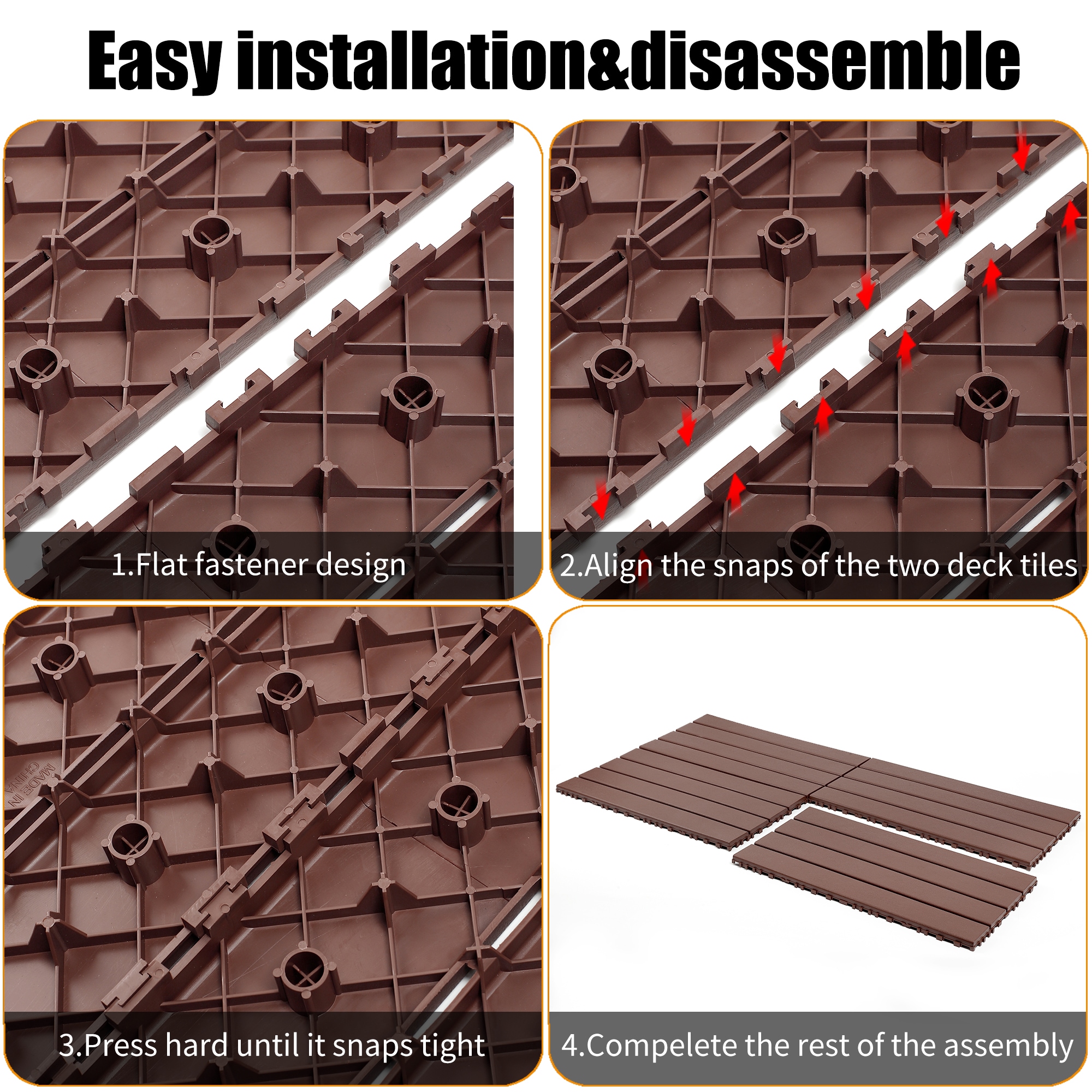 LUXEYARD 24pcs Dark Gray Outdoor Interlocking Deck Tiles Indoor Outdoor ...