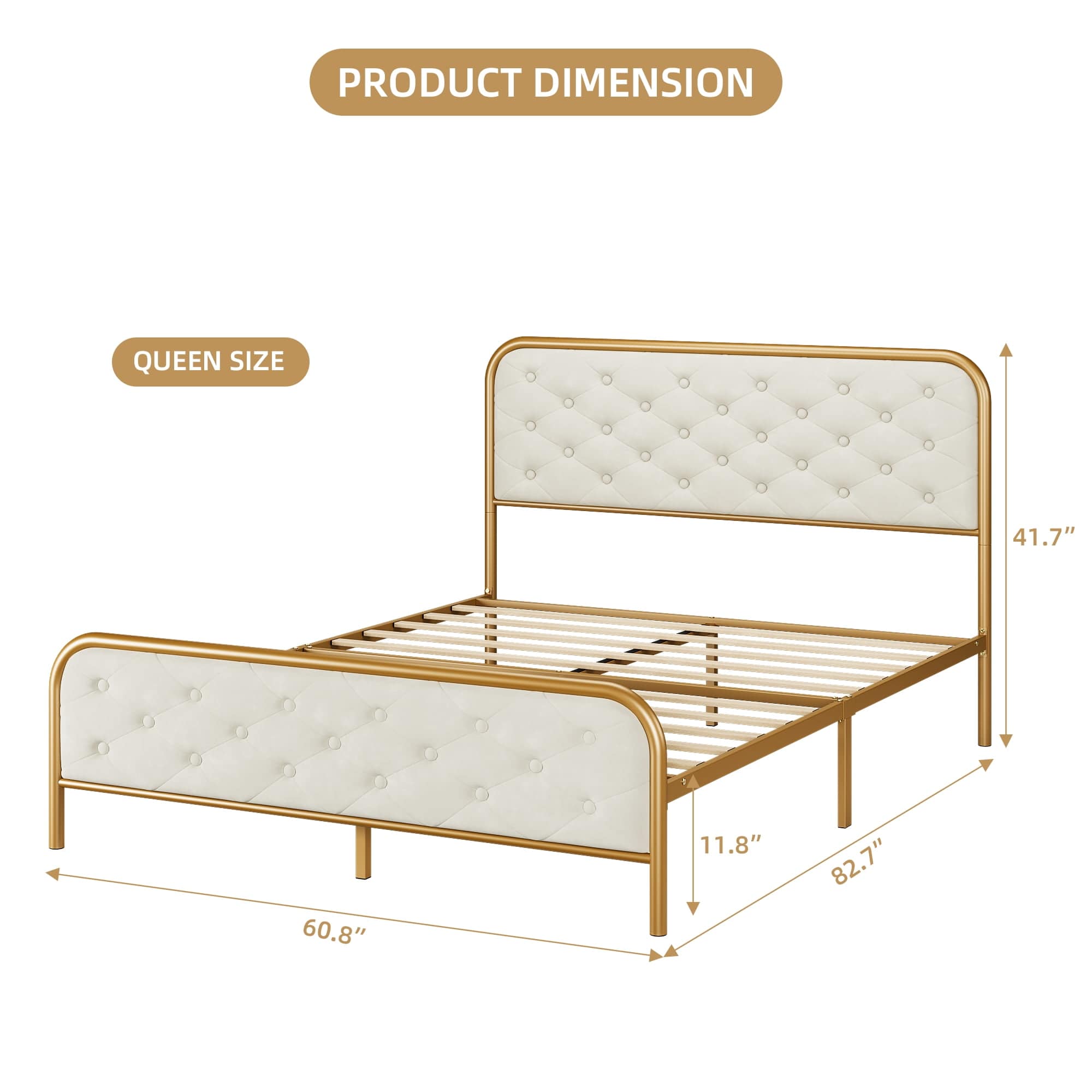 Qeetex King Size Bed Frame with Premium Velvet Headboard and Footboard ...