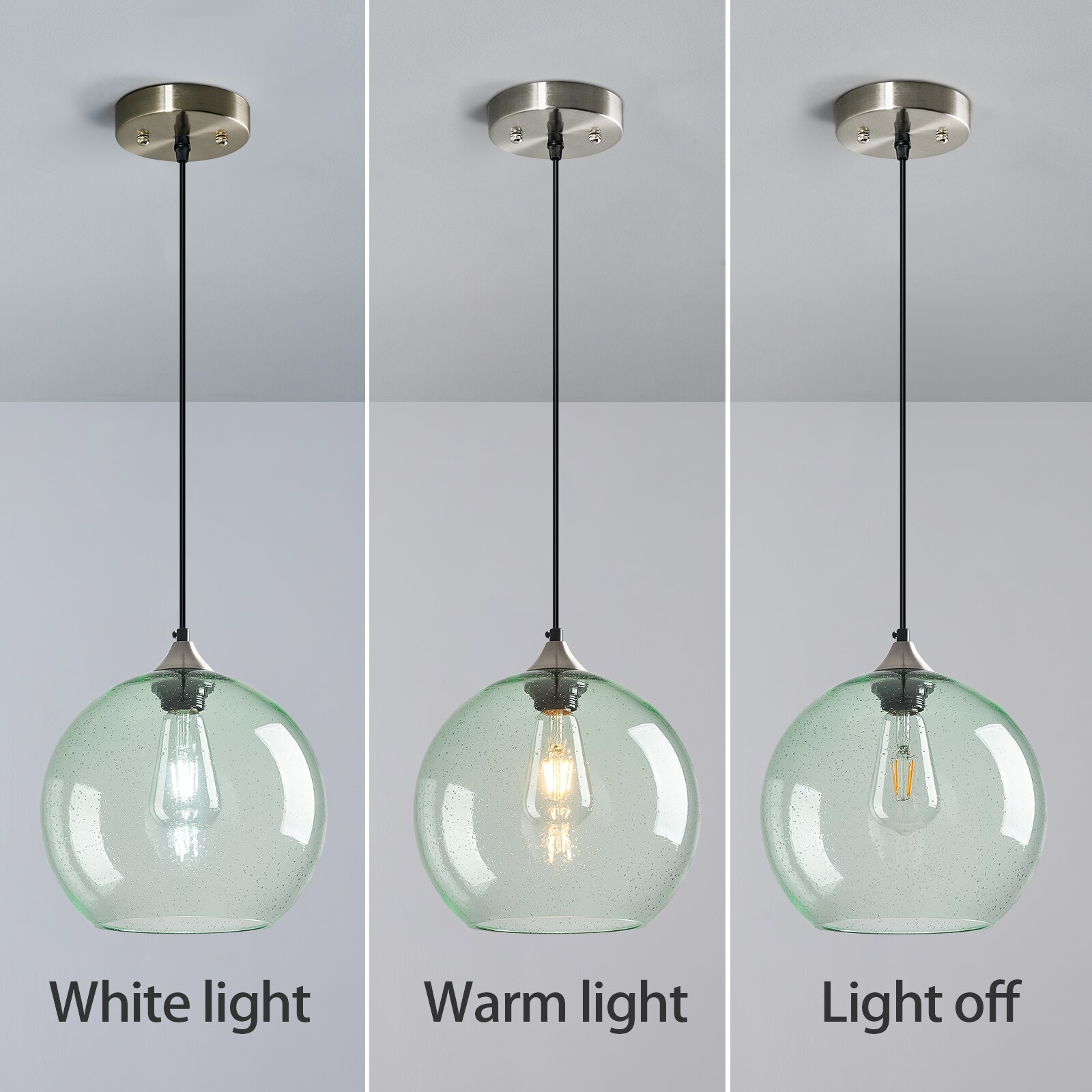 ZHLLMQ Modern 9.84 in 1-Light 3 Pack Light Green Seeded Glass Globe Non ...