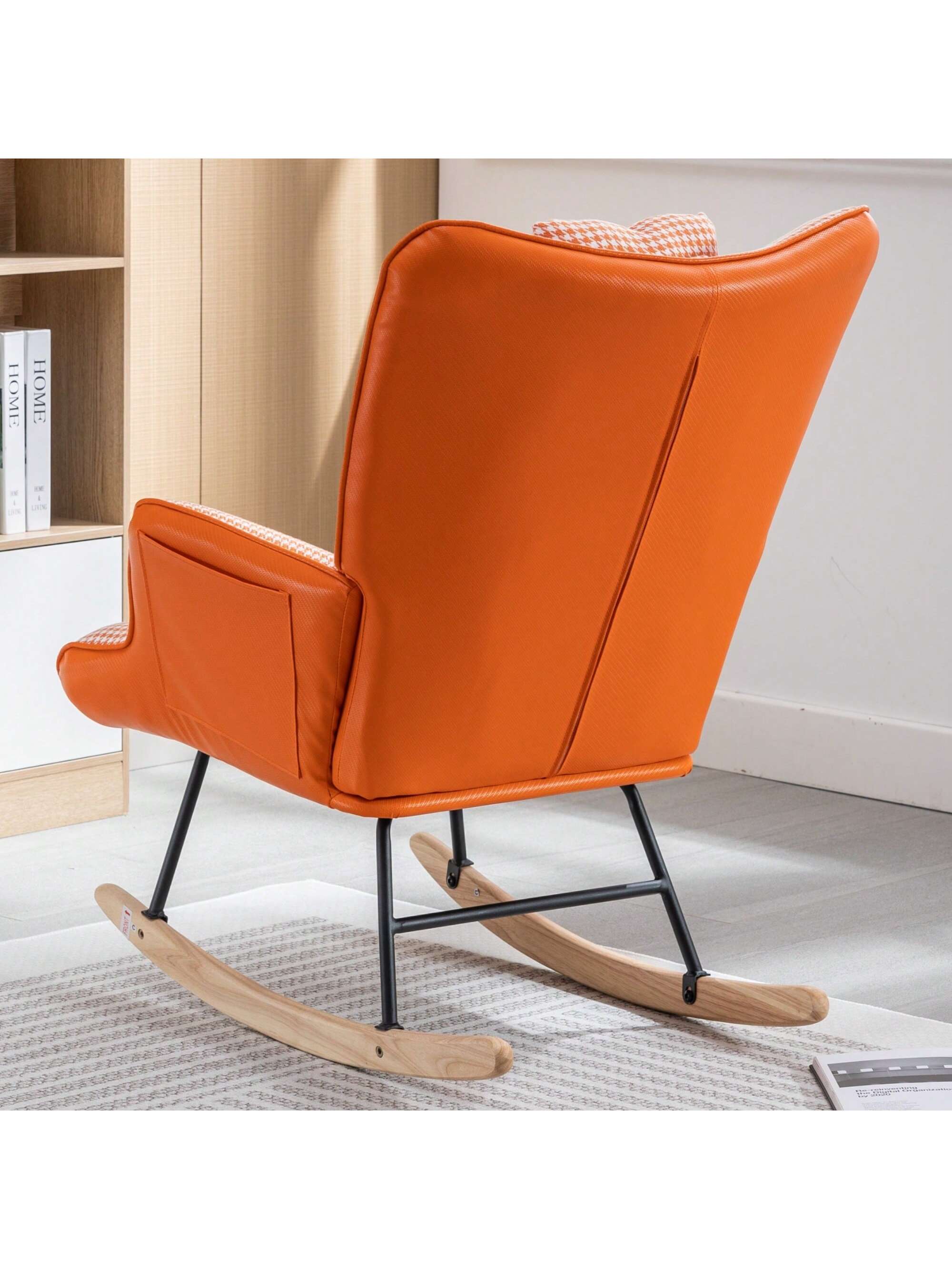 Qeetex 35.5Inch Nursery Rocking Chair Cotton Linen Upholstered Glider ...