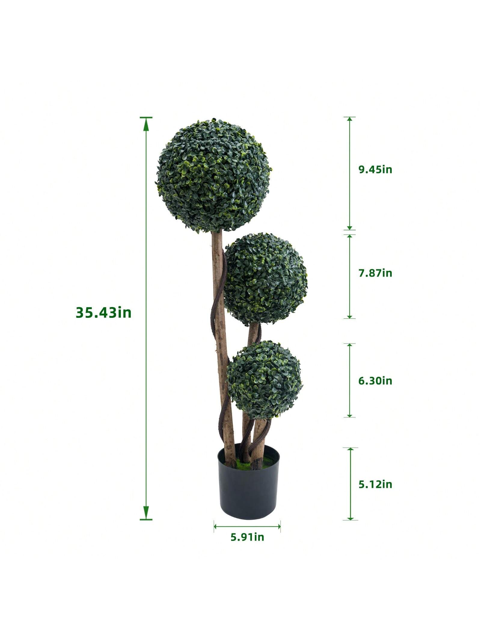 Qeetex Artificial Topiary Ball Trees Set Of 2, Fake Topiary Milan Grass ...
