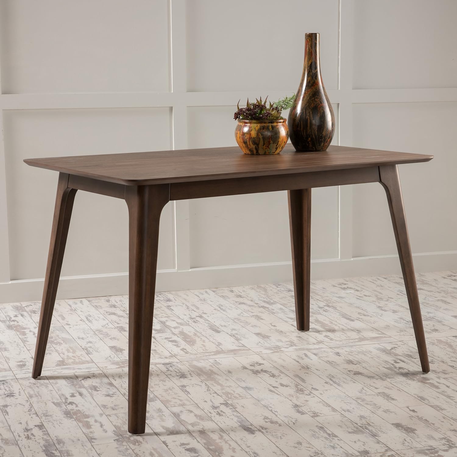Vynxaria 47 in Walnut Rectangle MDF Dining Table with Rubber Wood Legs ...