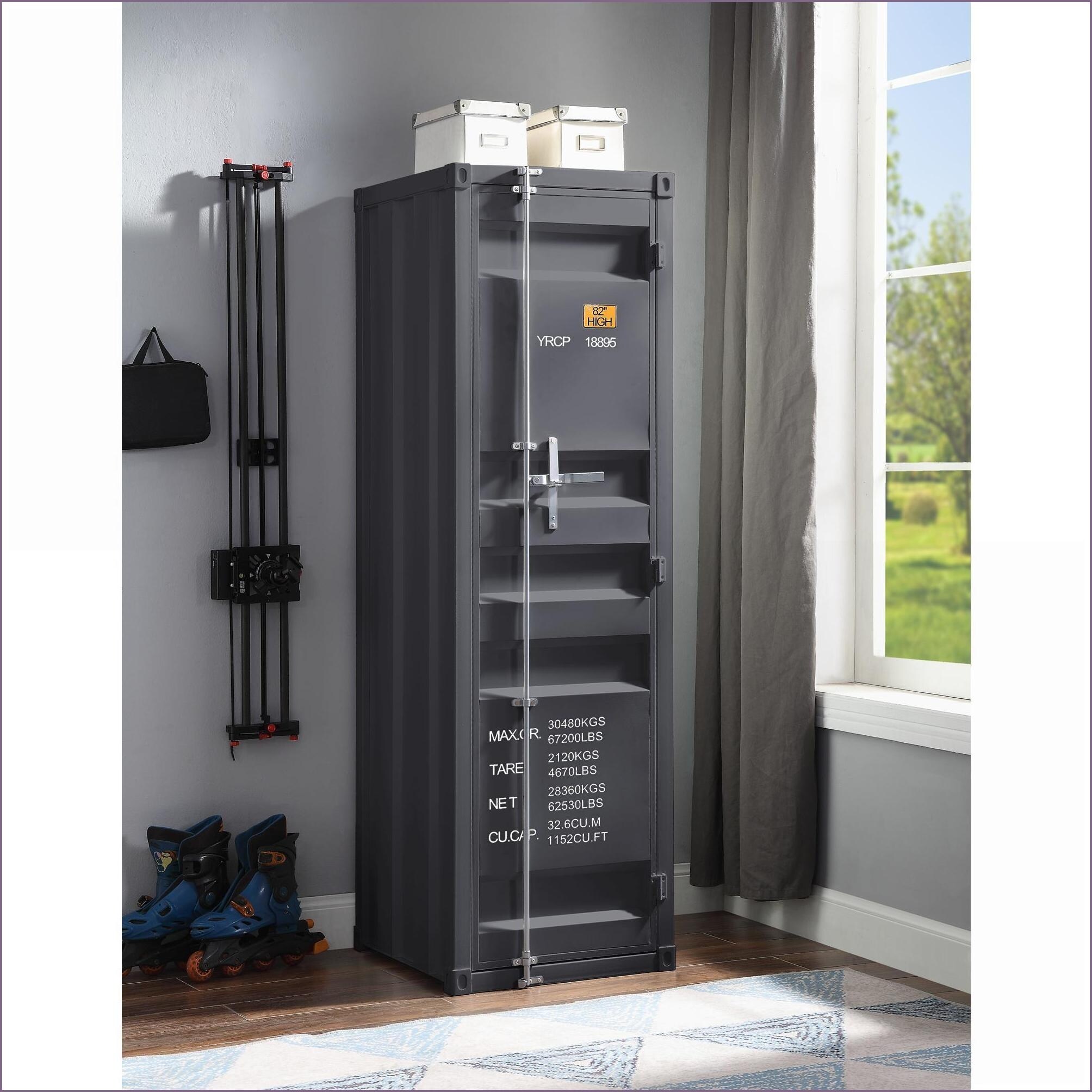SunJet Chests and Wardrobes Industrial 1Door Iron Wardrobe with Hanging ...