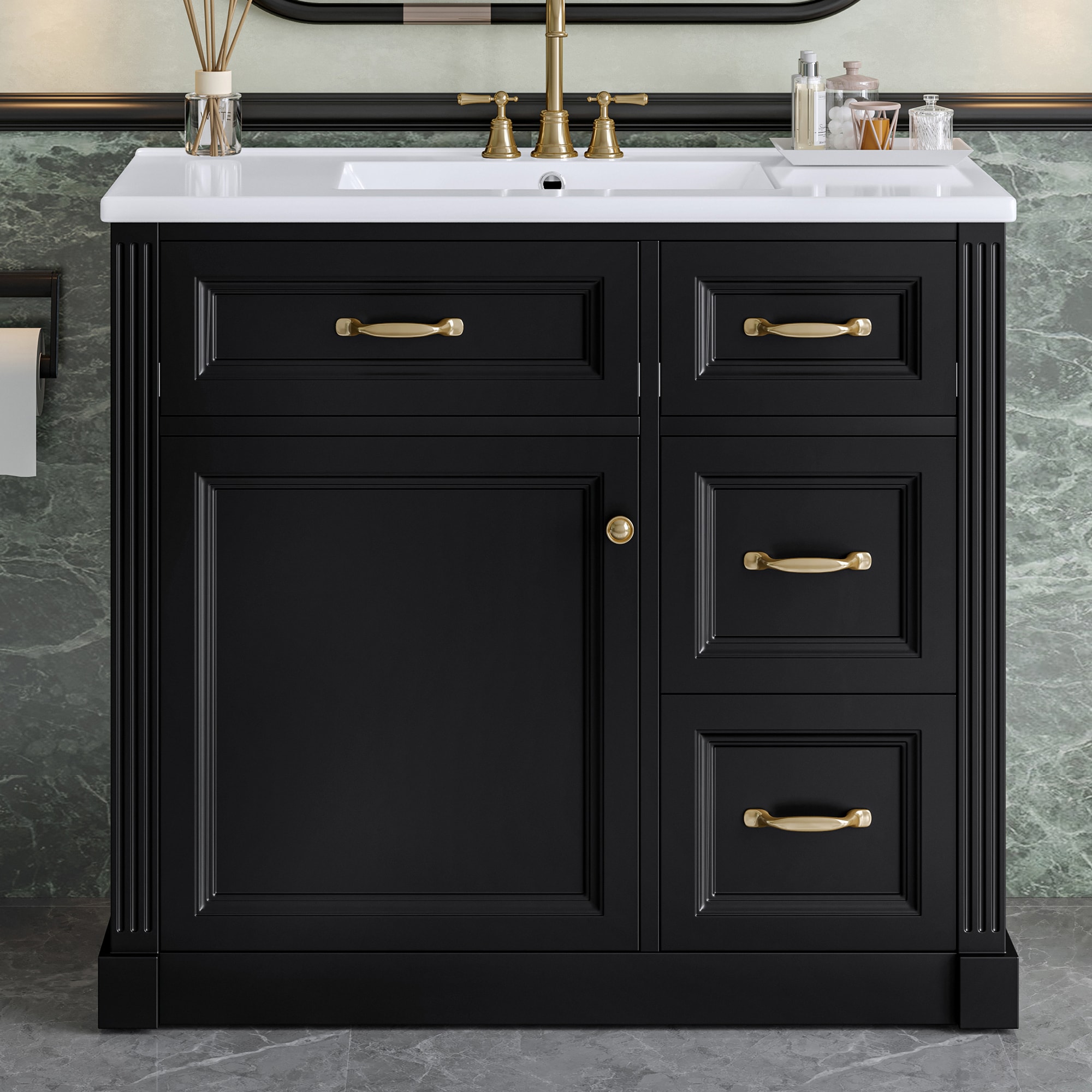 GDFStudio Hudson 36 in. Freestanding Bathroom Vanity with Integrated ...