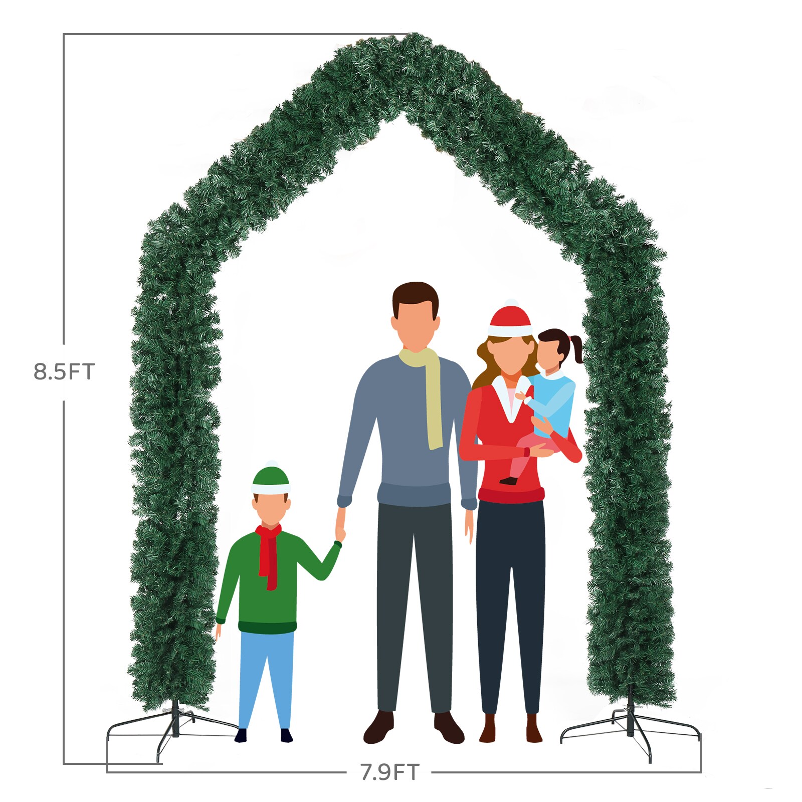 VINGLI 8ft Roof Top Christmas Tree Archway with 1860 PVC Branch Tips ...