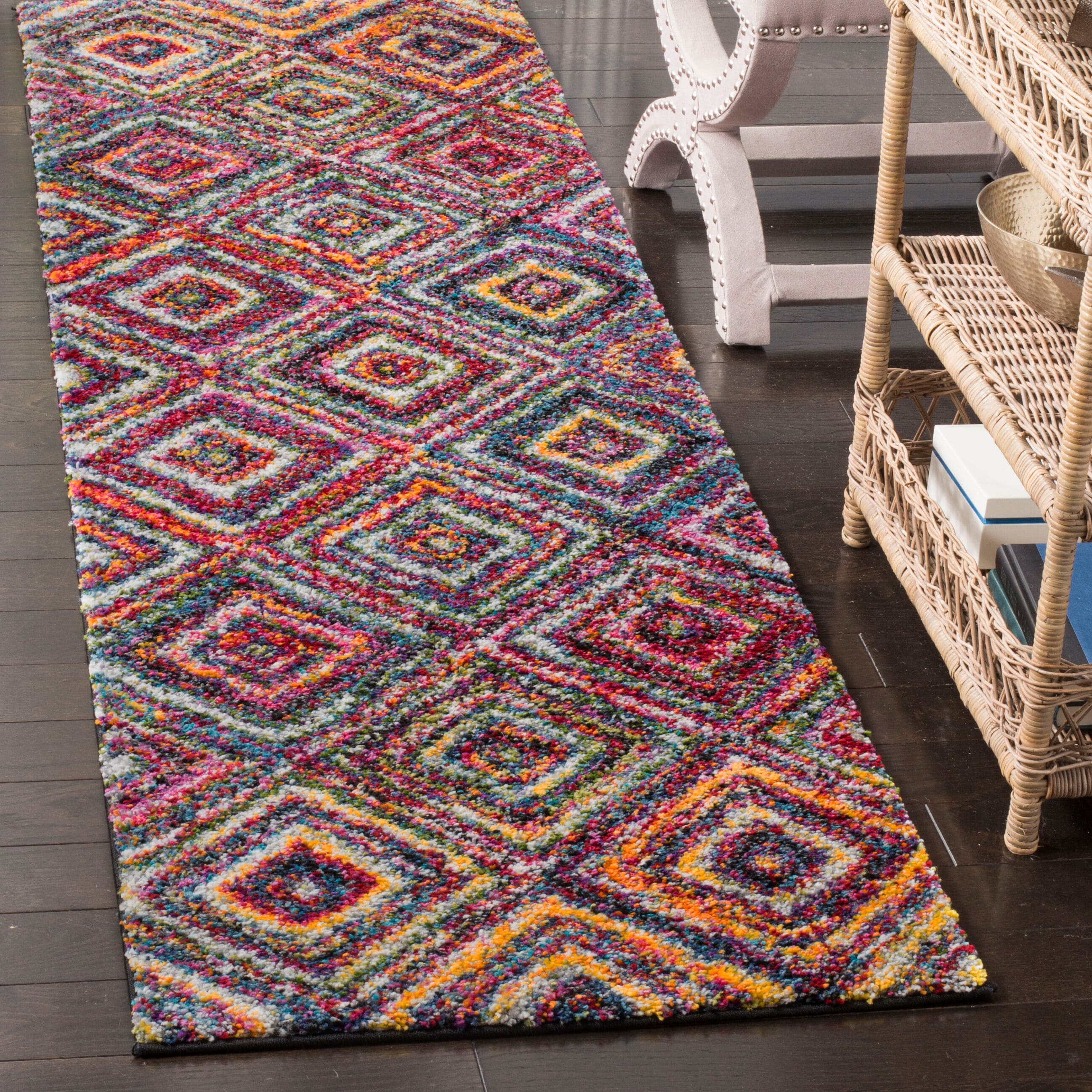 Safavieh Fiesta Shag 384M Multi 2 x 8 Rectangular Runner rug in the ...