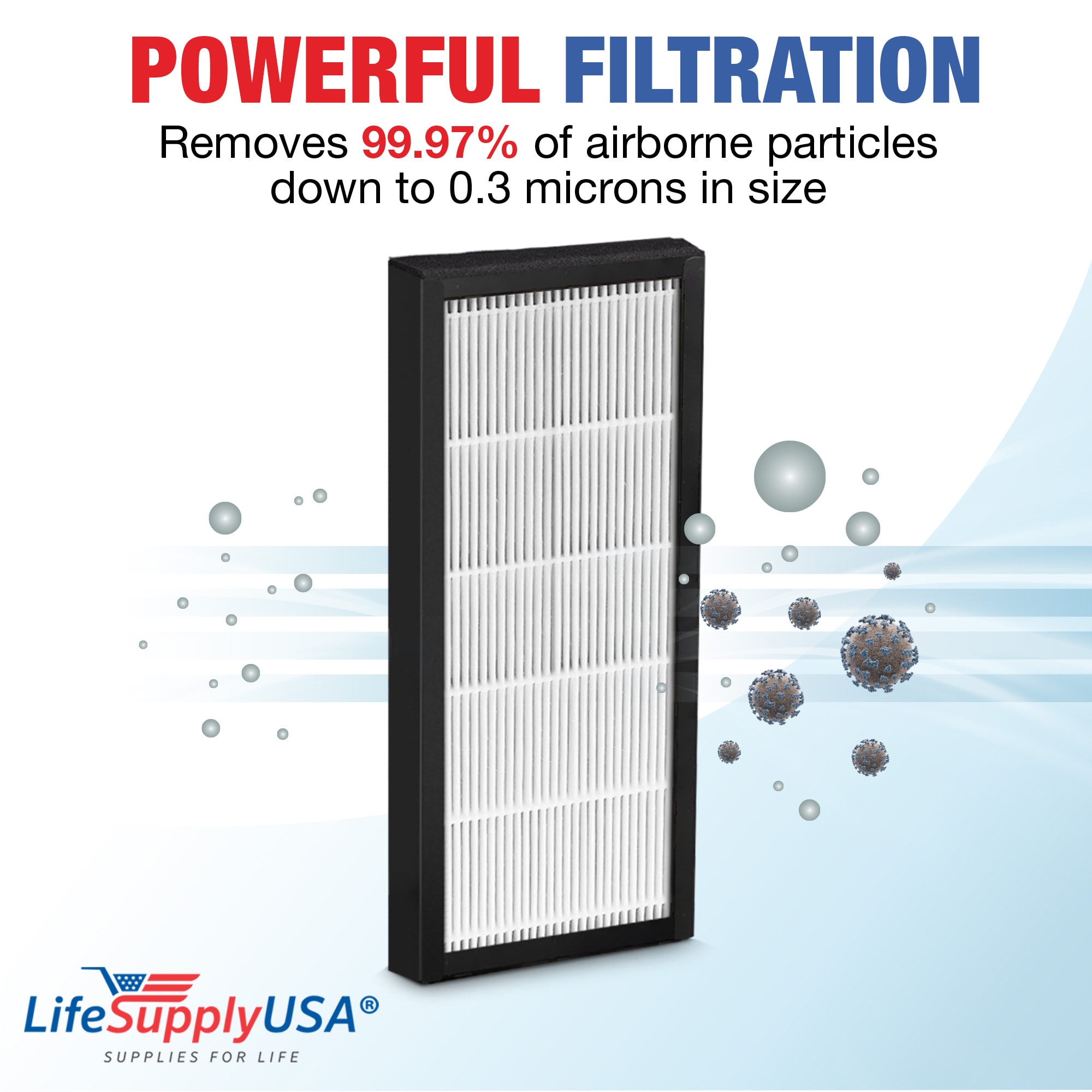 LifeSupplyUSA 5 in W x 1.26 in H x 11.61 in L Hunter F1702HE 21 HT1702 10200 True Hepa Air Purifier Filter ER645 HD at Lowes