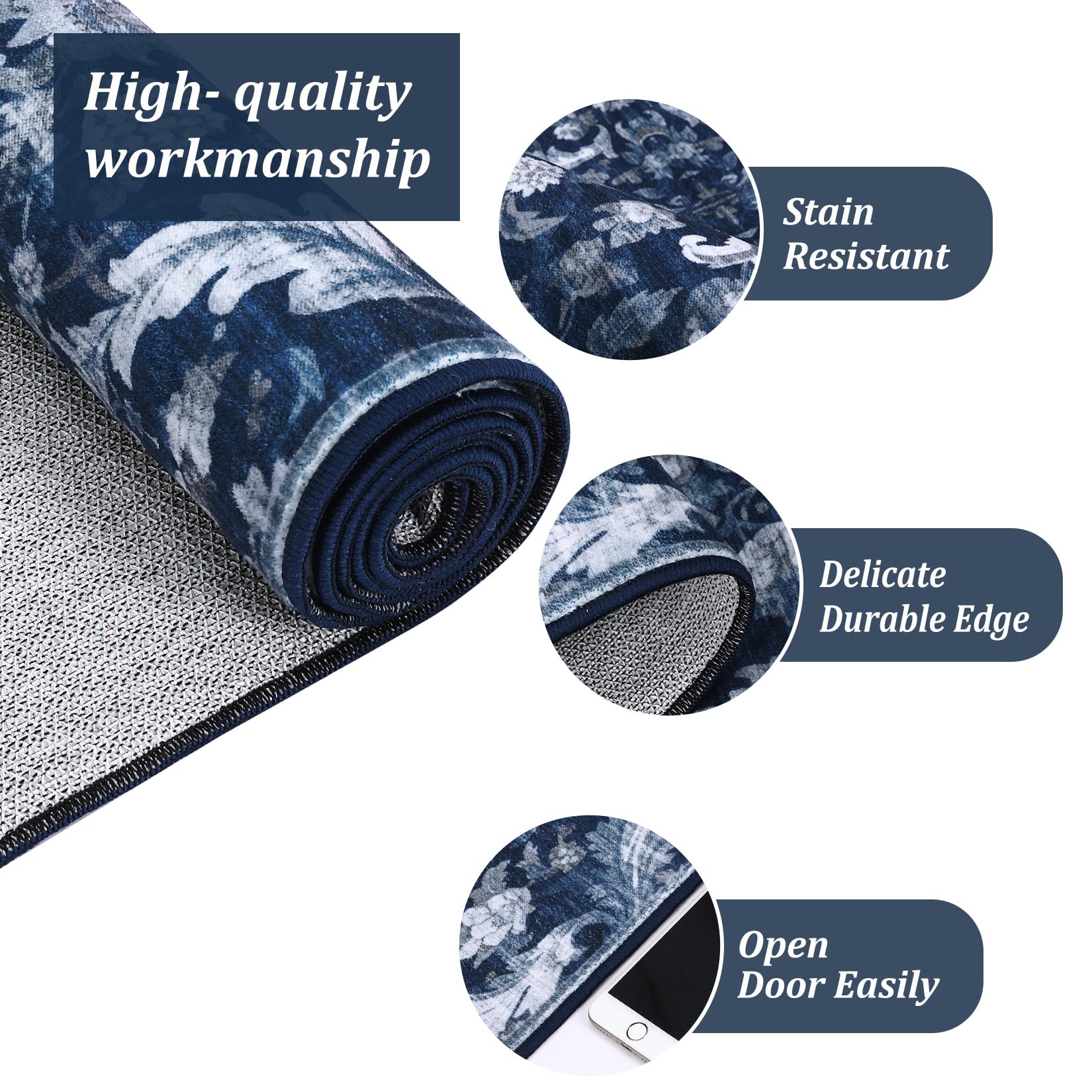 GarveeLife 10x13 Washable Vintage Retro Print Indoor Area Rug Thin ...