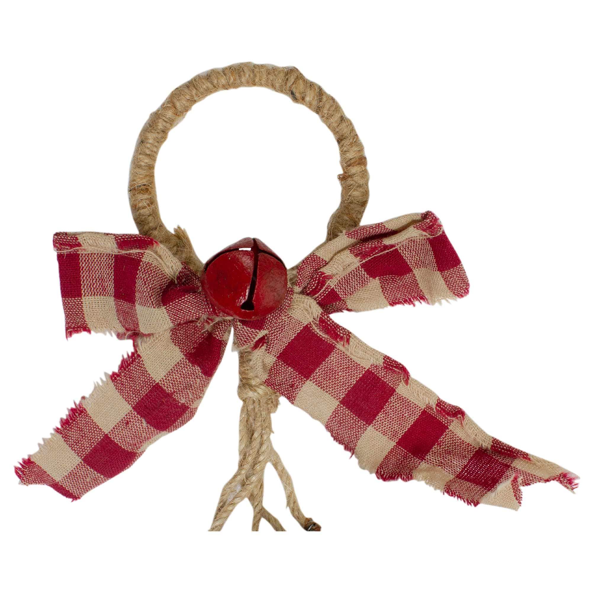 Northlight 15 inch Pine and Red Jingle Bell Christmas Door Hanger with ...