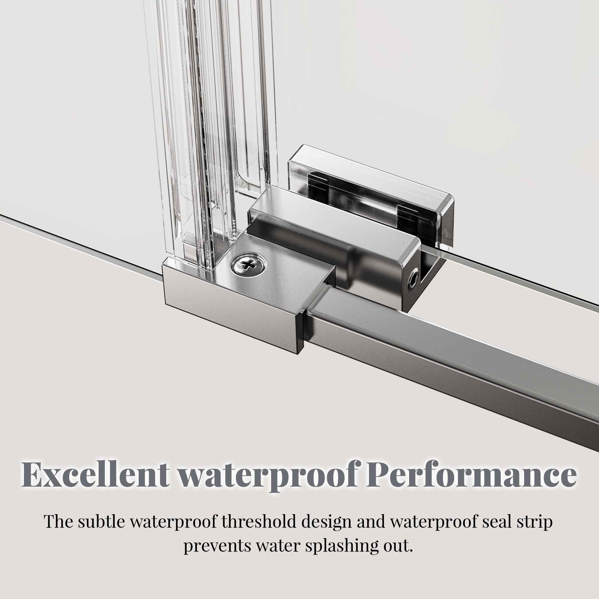 LOVMOR 56-60 in W x 66 in H Frameless Single Sliding Shower Doors ...