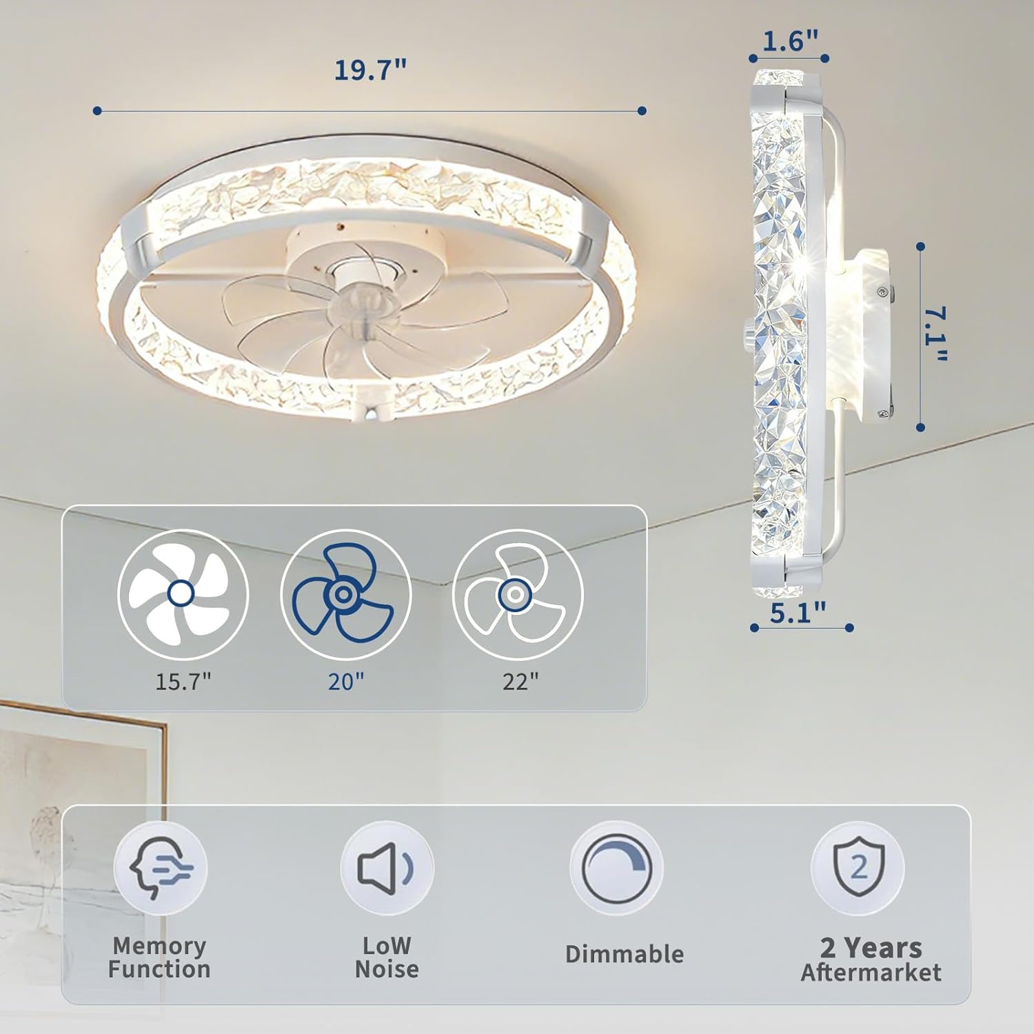 IdealHouse Ultra Thin Modern Ceiling Fan with Dimmable LED Light 6 ...