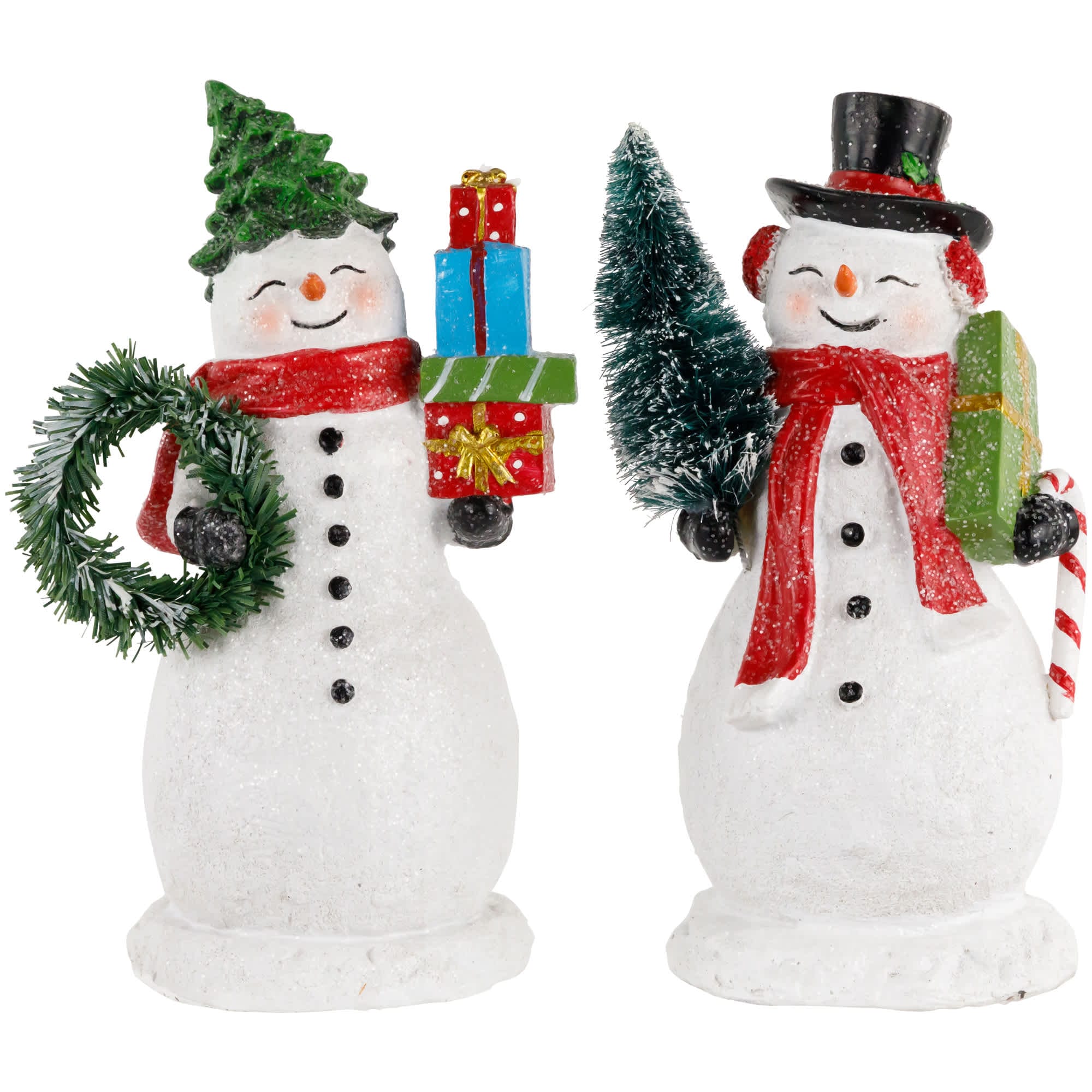 Northlight Shopping Snowmen Couple with Presents Christmas Figurines ...