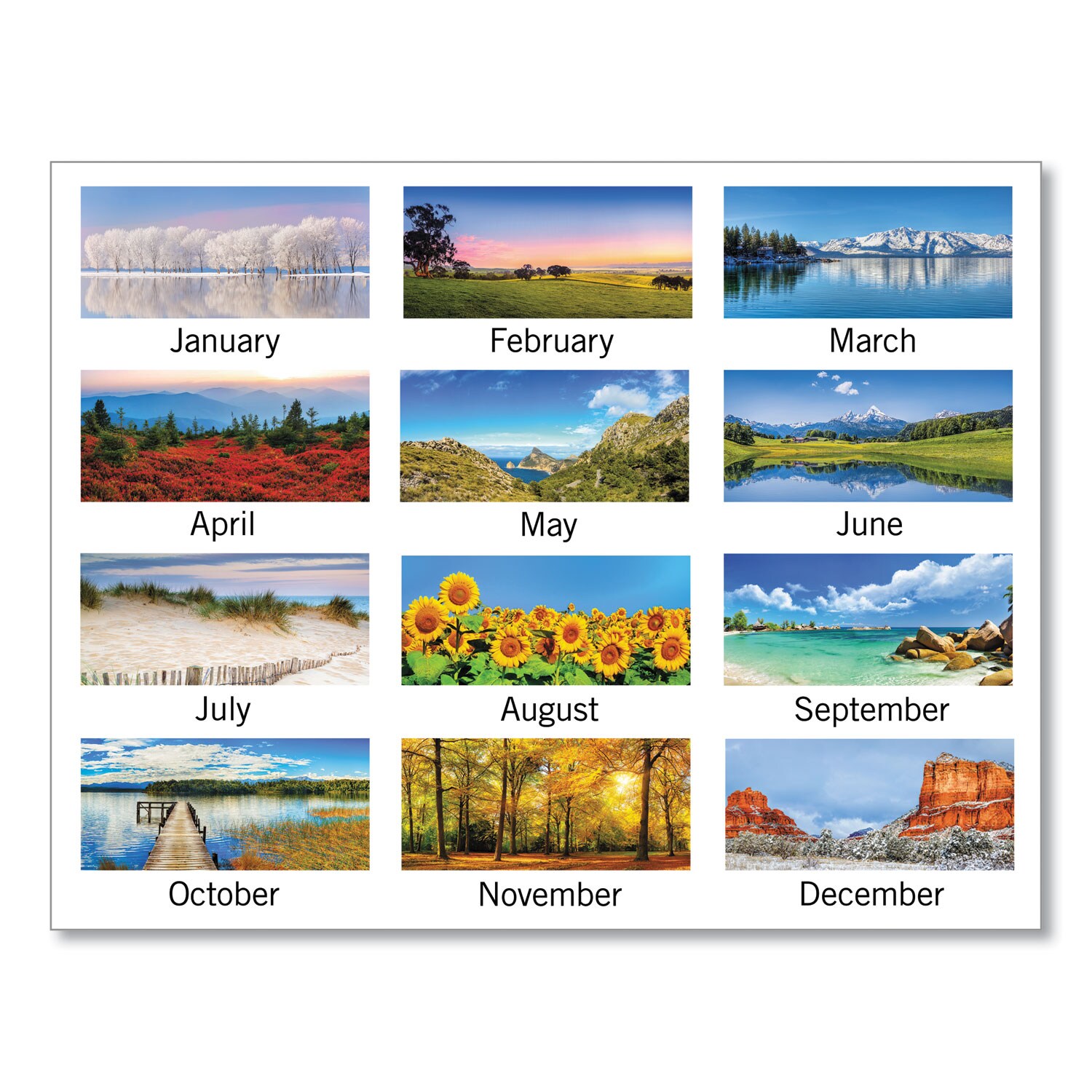 AT-A-GLANCE Scenic Three Month Wall Calendar Landscape Photography 12 x ...