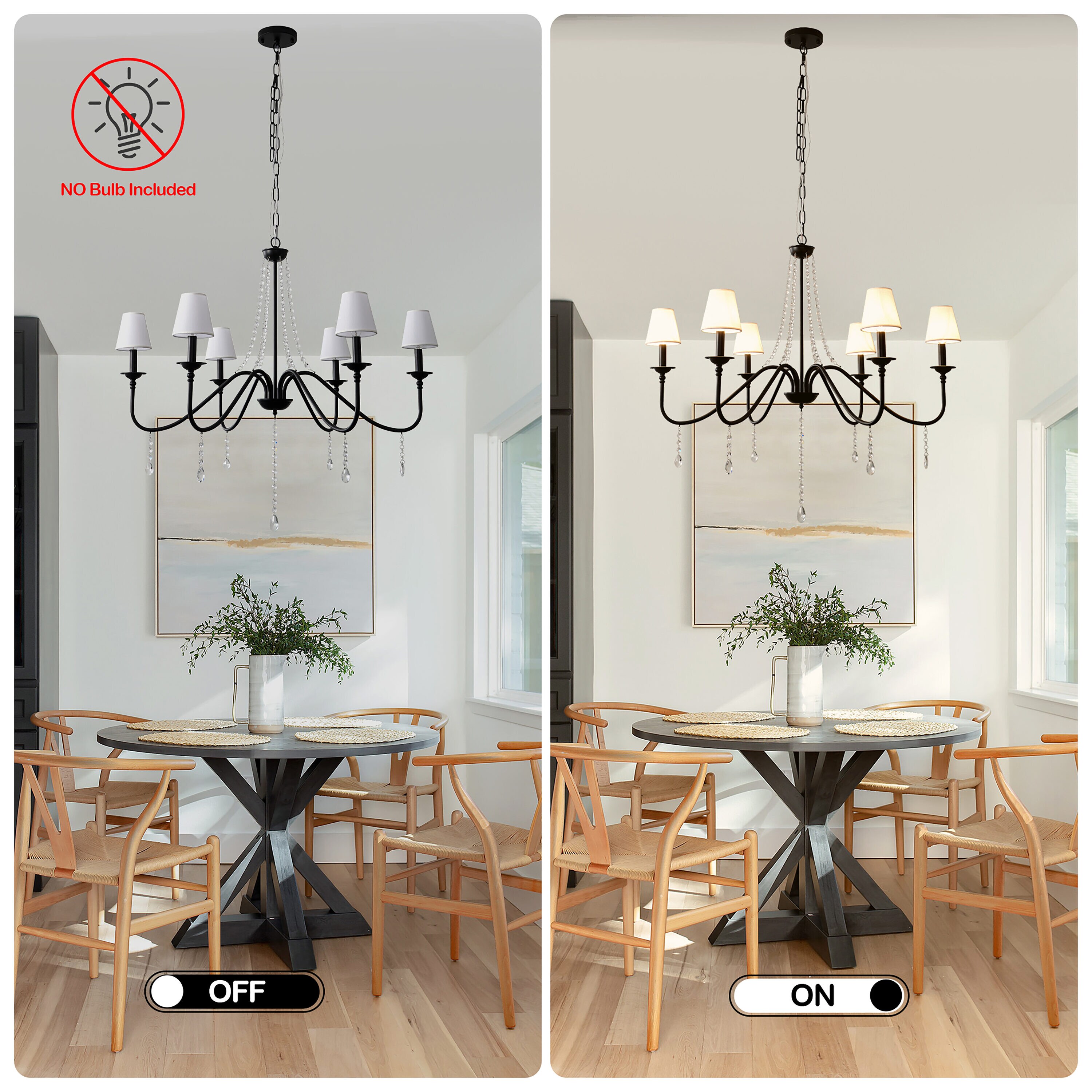 Cusp Barn Betume 6 -Light Brushed Black Crystal Fabric Metal Chandelier ...