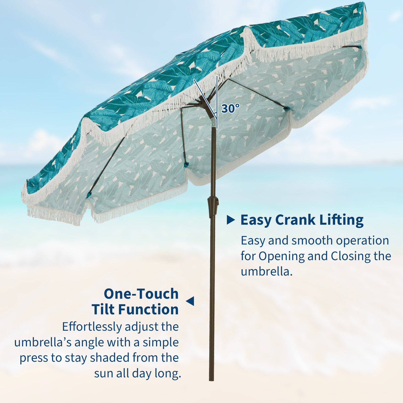 GarveeLife 9FT Patio Umbrella with Retro Fringe Outdoor Table Umbrella ...
