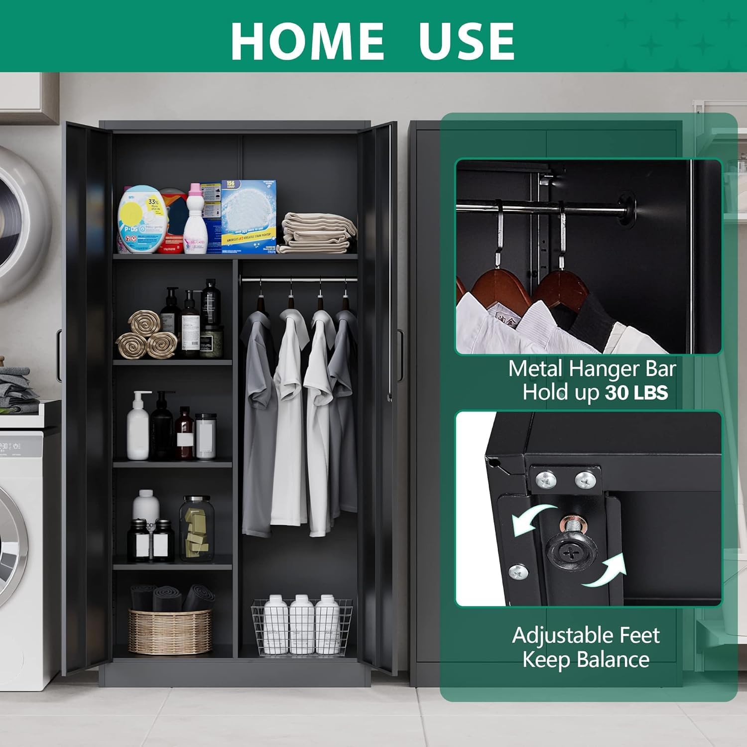Letaya Metal Storage Cabinets Locker with Lock Door 72 Clothing Coat ...