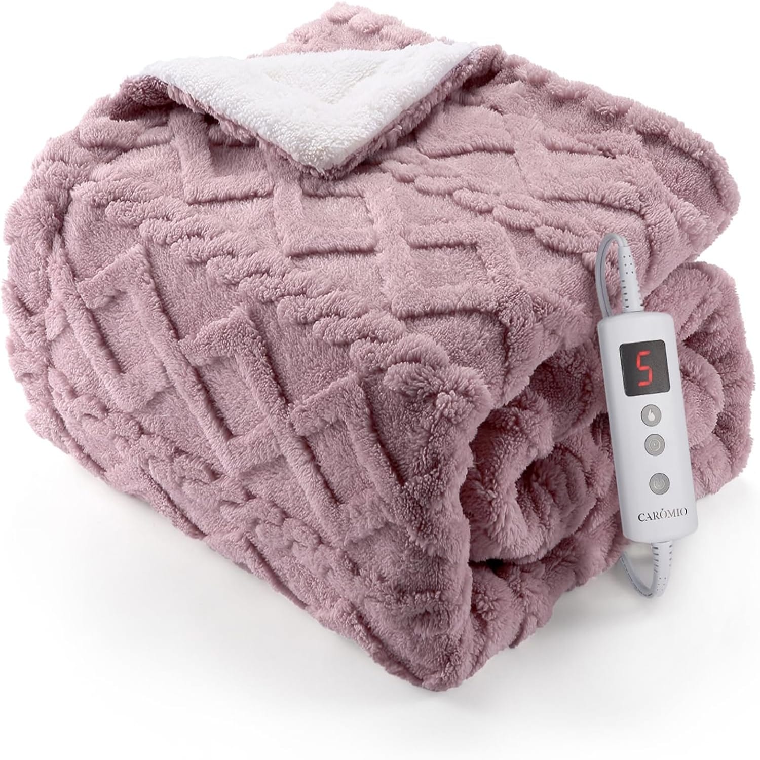 Qeetex Twin 62x84 Inch Heated Blanket - Thick Tufted Sherpa Electric ...