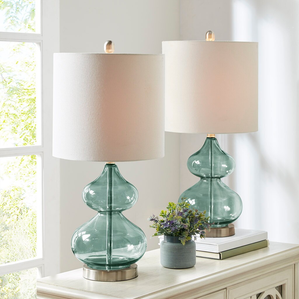 Tinyhomie Glass Curved Table Lamp Set of 2 Modern Decorative Lighting ...