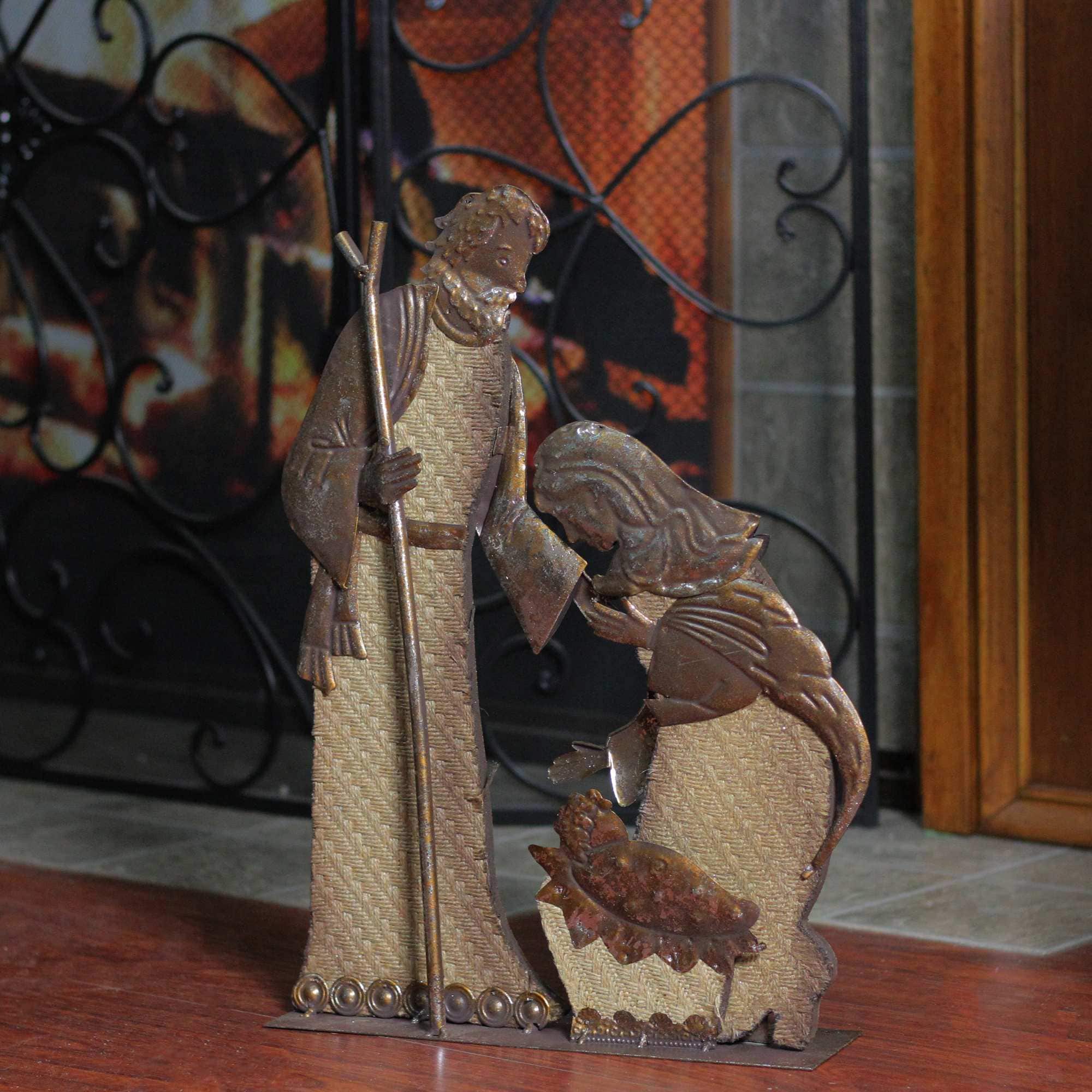 Melrose International 17 inch Rustic Metal Holy Family Nativity Scene ...