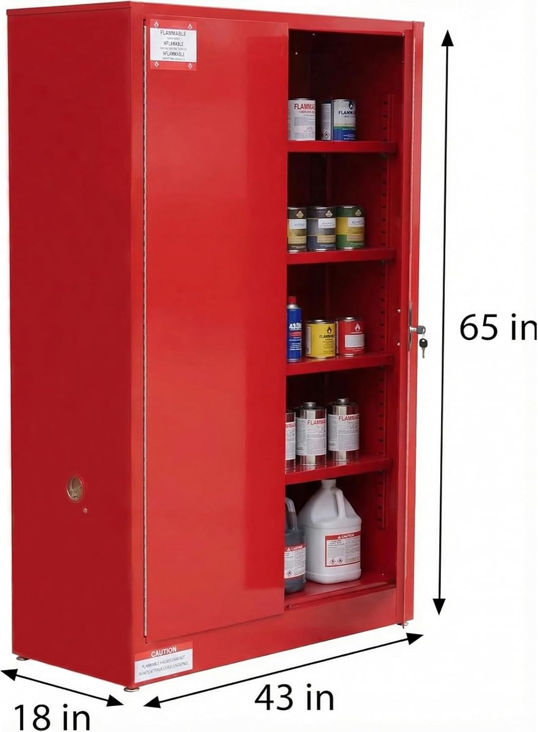 Garvee 45 Gallon Flammable Safety Cabinet 43in x 18in x 65in Fireproof ...