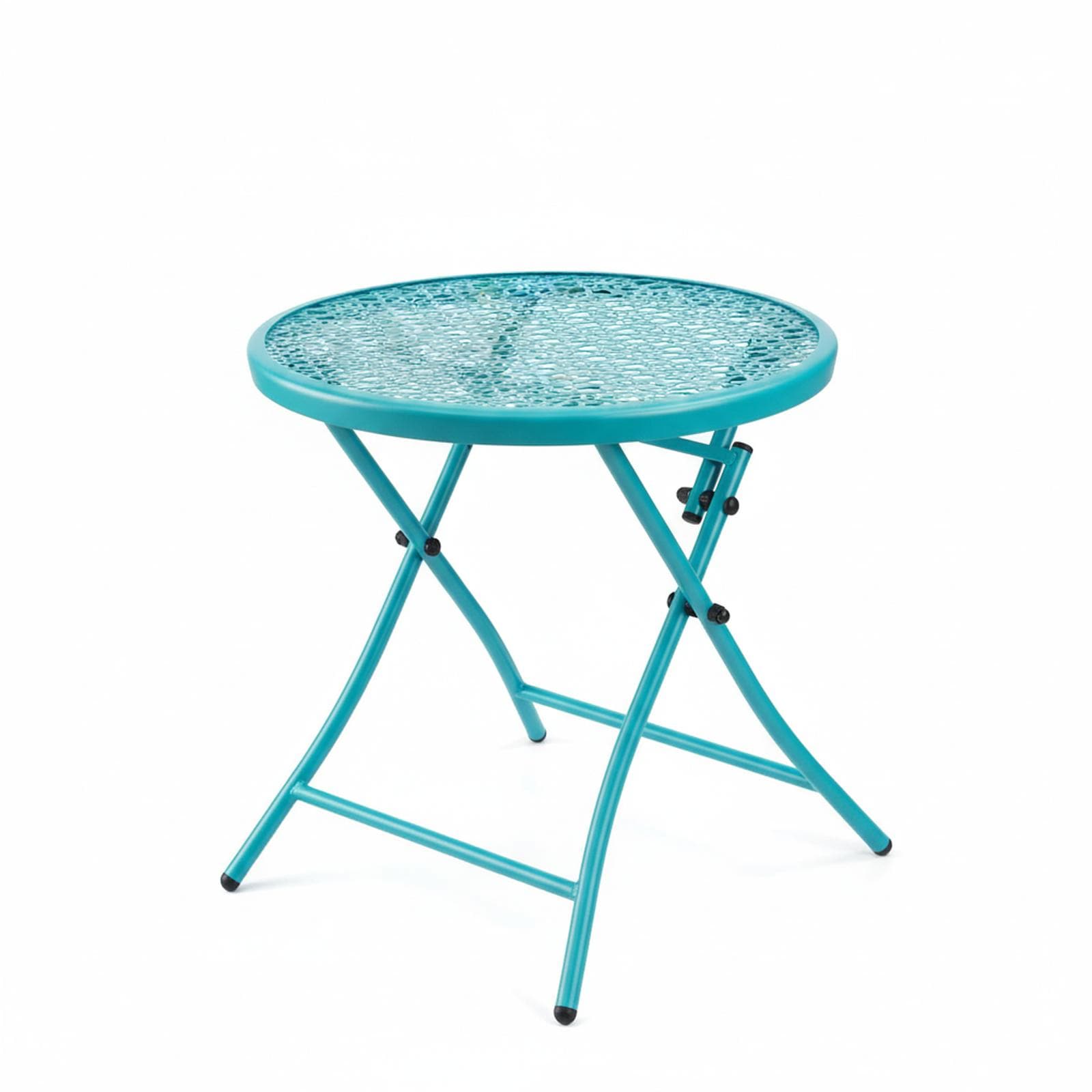 Baginizer Folding Outdoor Side Table Anti Rust Metal Round With Flower ...