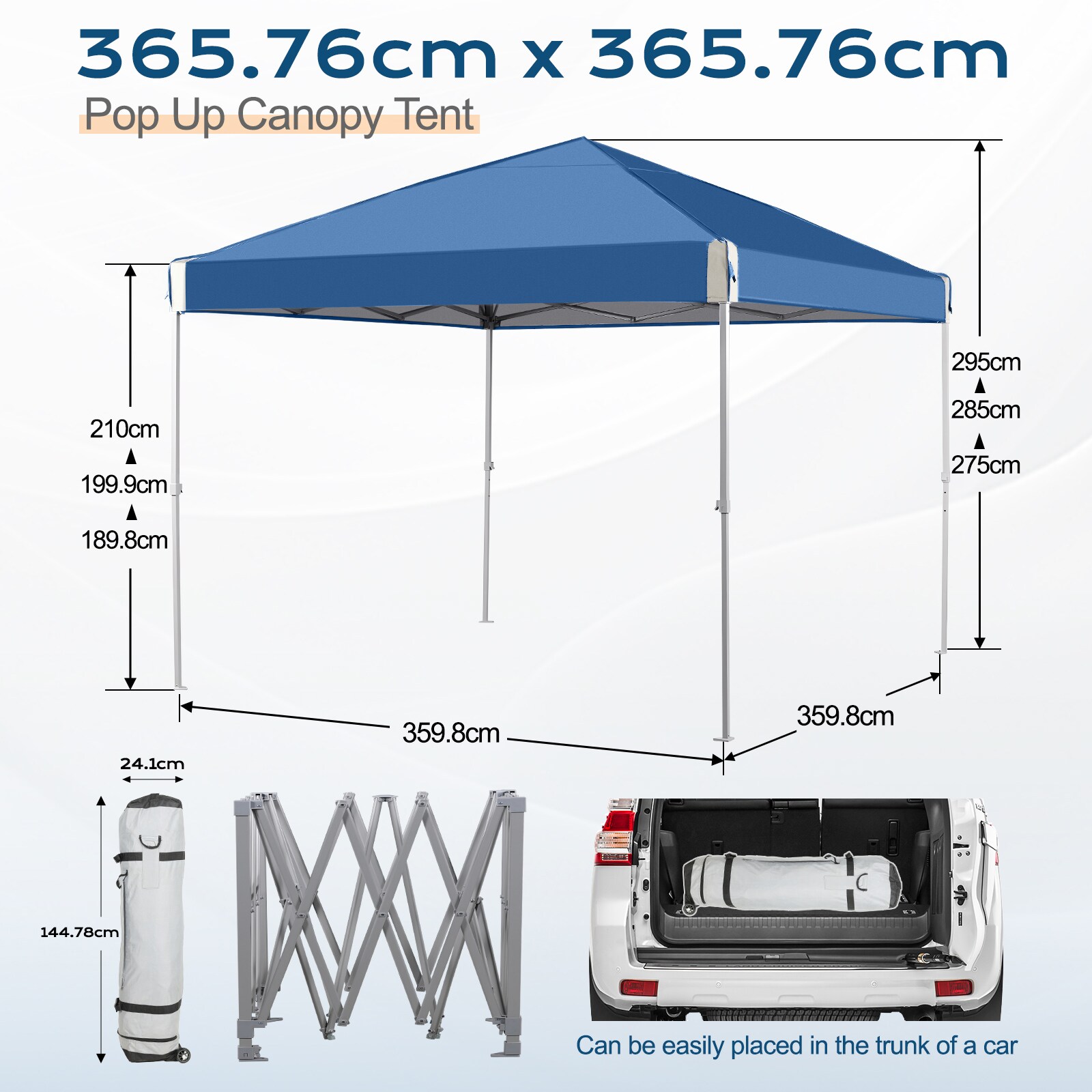 Aoodor 11.81-ft x 11.81-ft Rectangle Blue Pop-up Canopy A153-PDEDR at ...