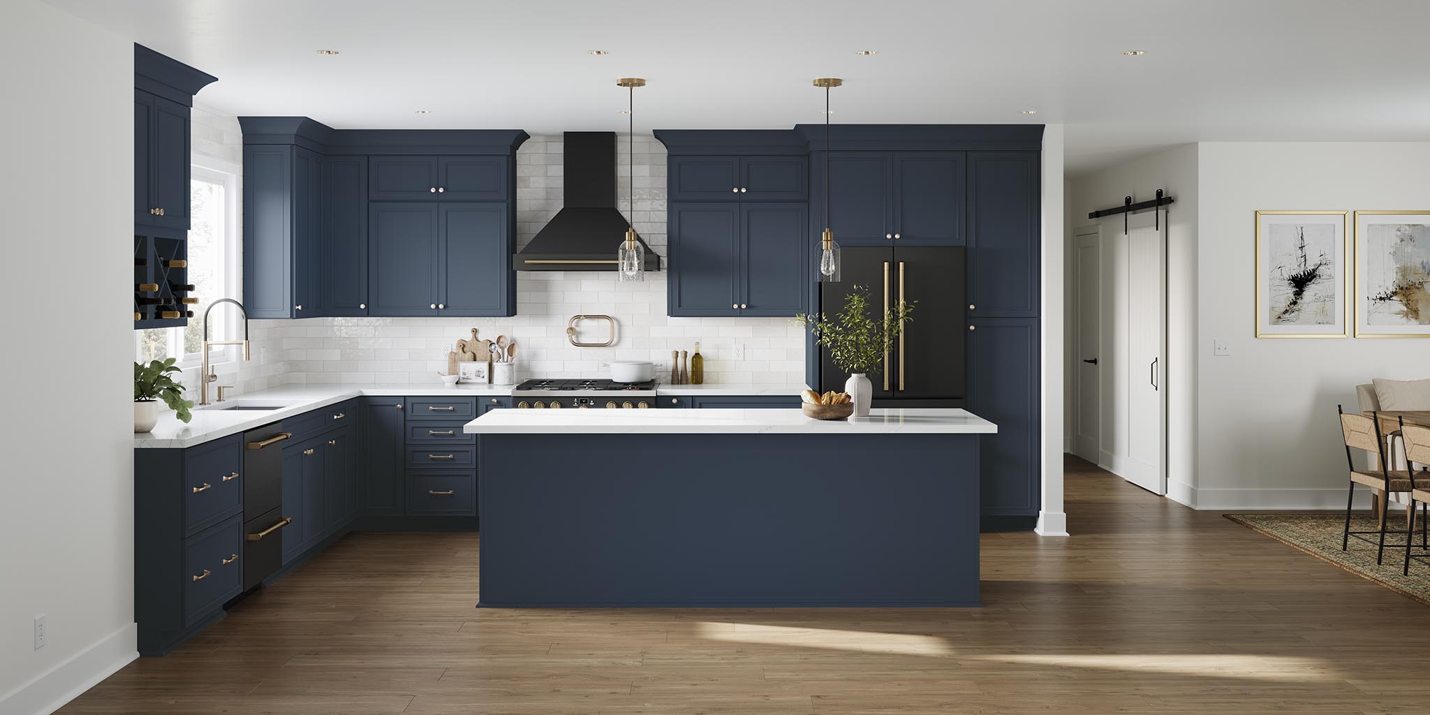 Shenandoah Irvington 12-in W x 36-in H x 12-in D Navy Painted Wall ...