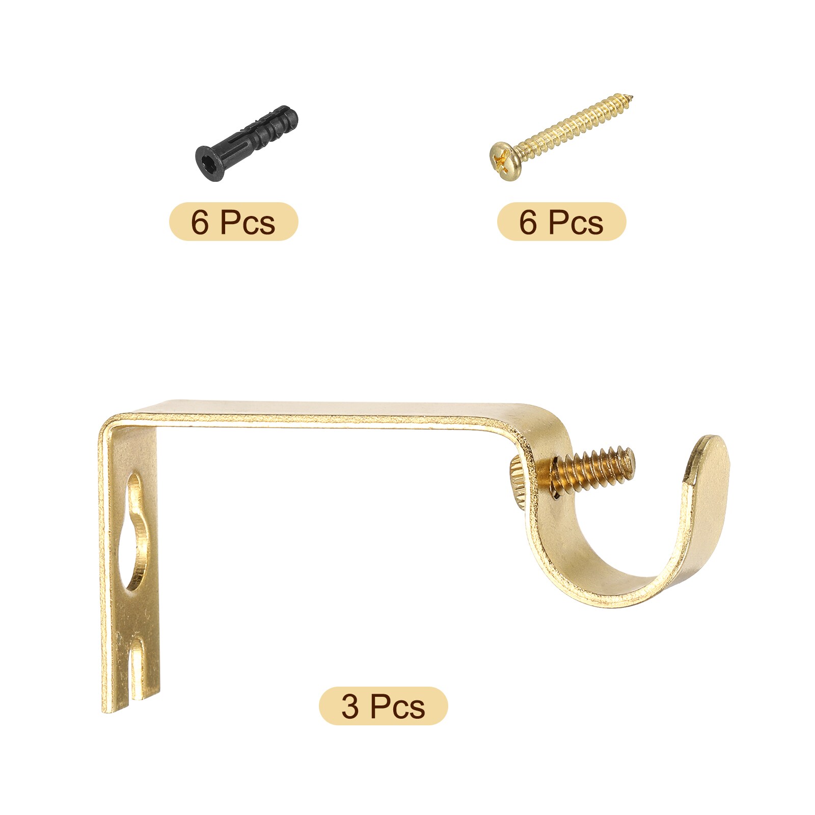 Unique Bargains 3pcs Curtain Rod Brackets Drapery Hanging Rod Holders ...