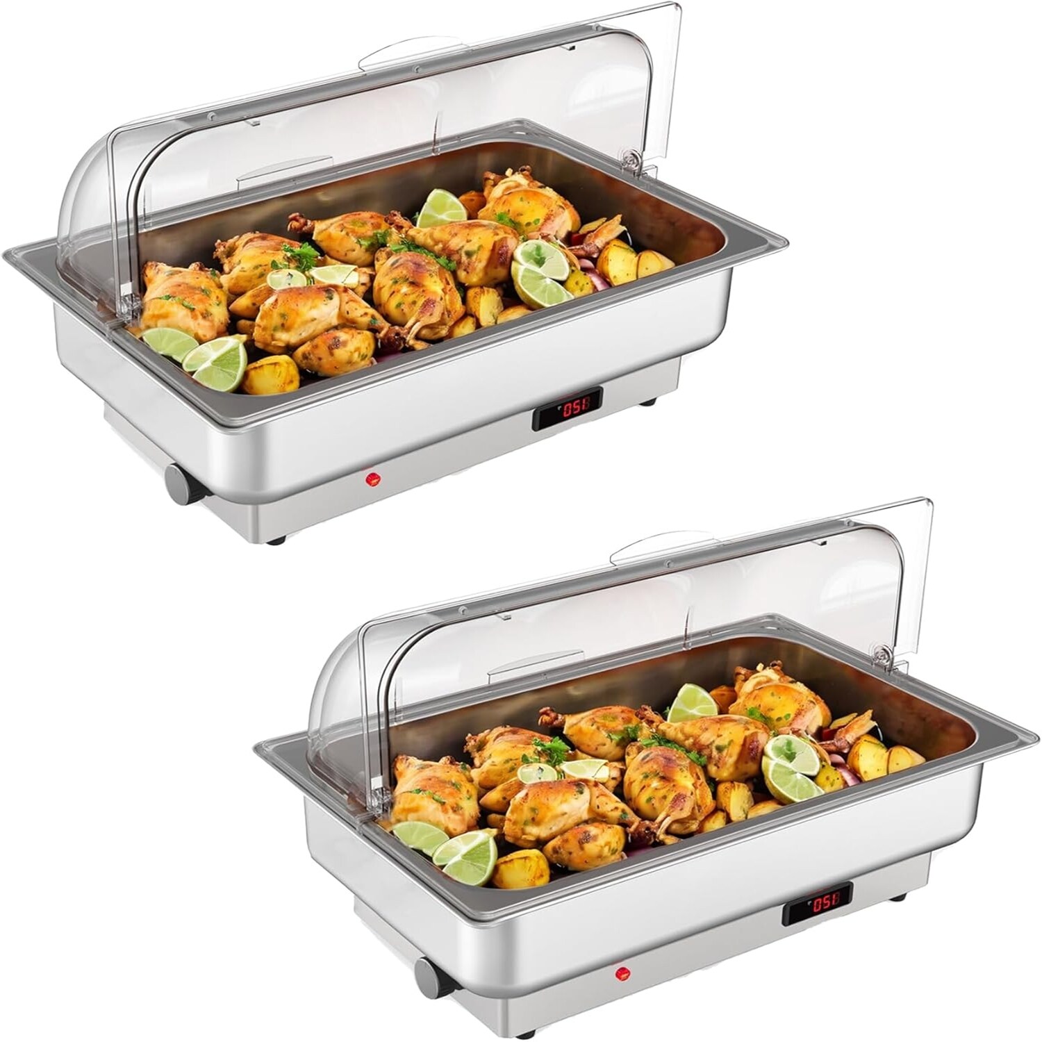Qeetex 2-Pack Electric Buffet Set - Stainless Steel Food Warmers ...
