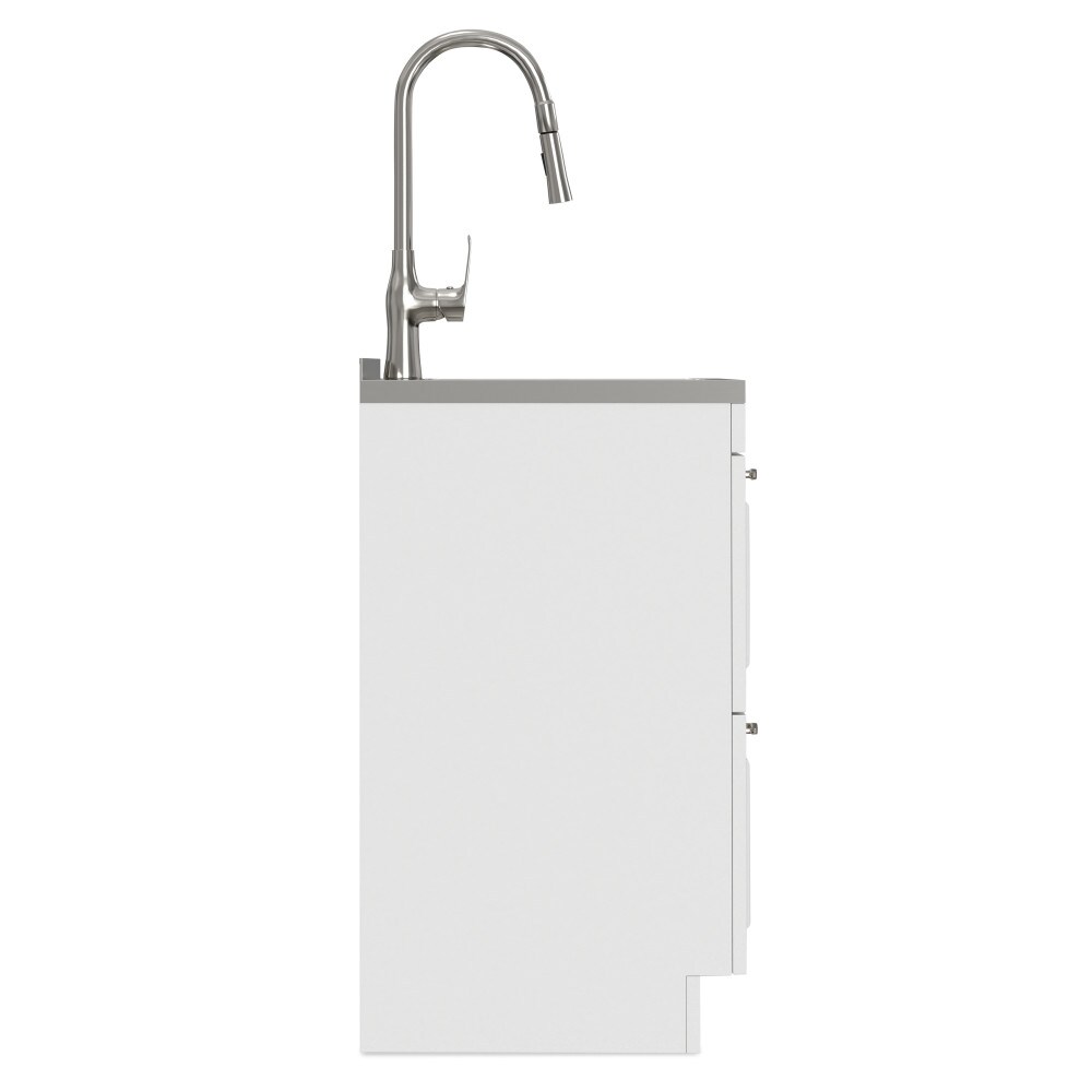 Simpli Home Cleo 46-in x 19.7-in 2 -Basin Pure White Freestanding ...