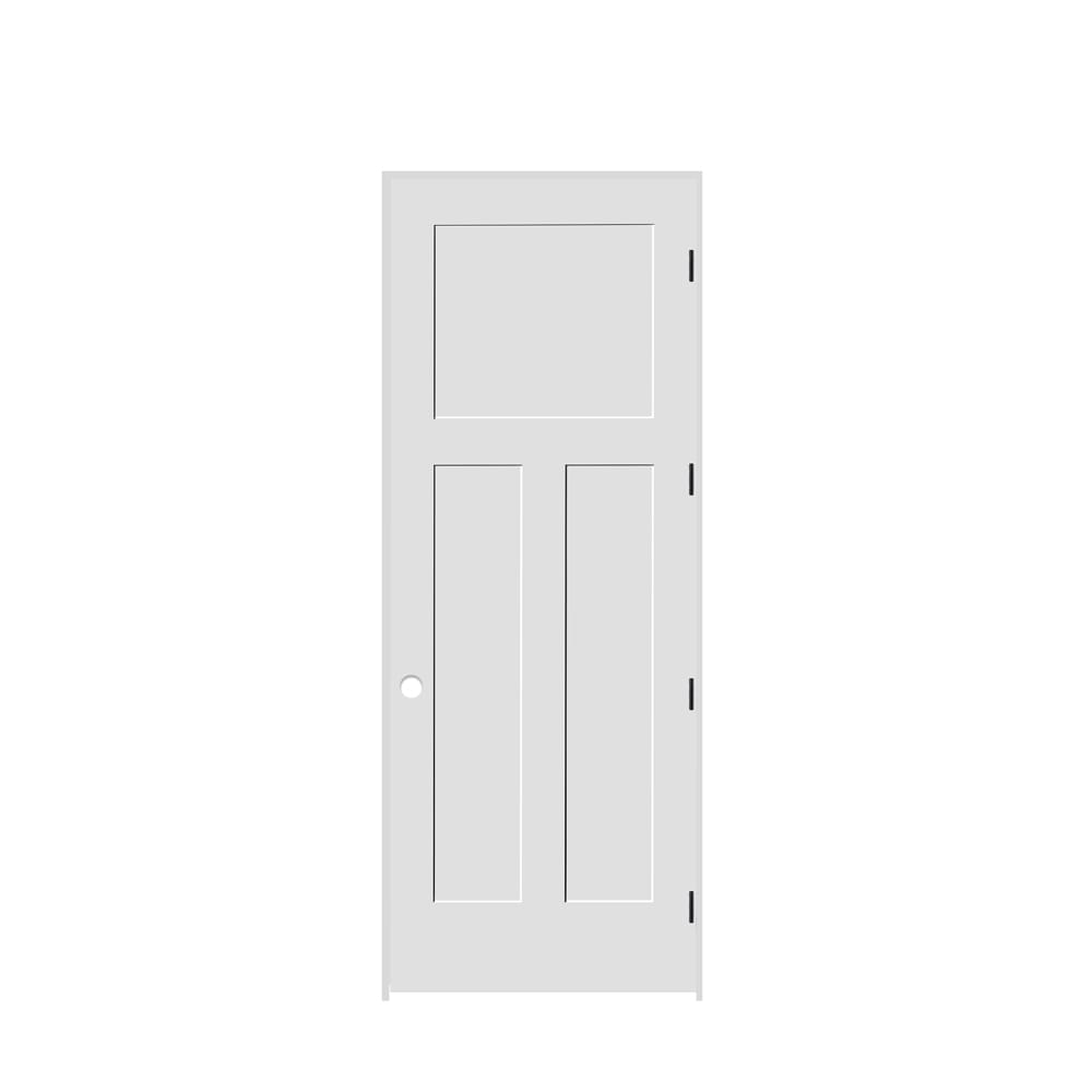 CODEL Doors 28 x 96 x 1-3/8 Primed 3-Panel Craftsman Interior Shaker 4 ...