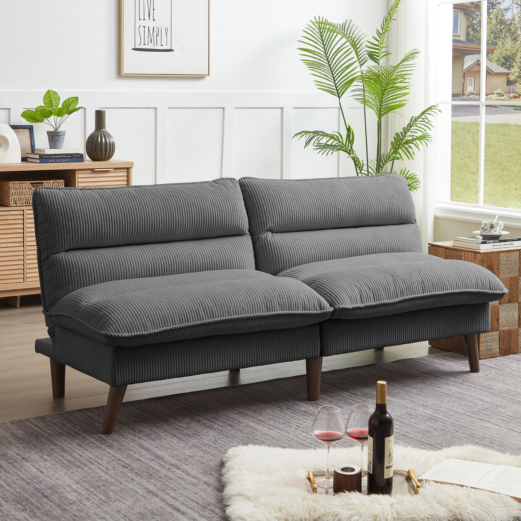 Jarenie Dark Grey Contemporary/Modern Corduroy Futon in the Futons ...
