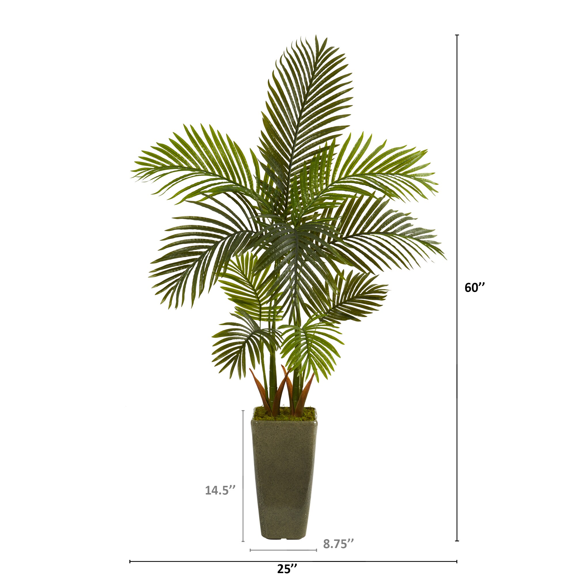 Nearly Natural 5-ft Areca Palm Artificial Tree in Green Planter in the ...