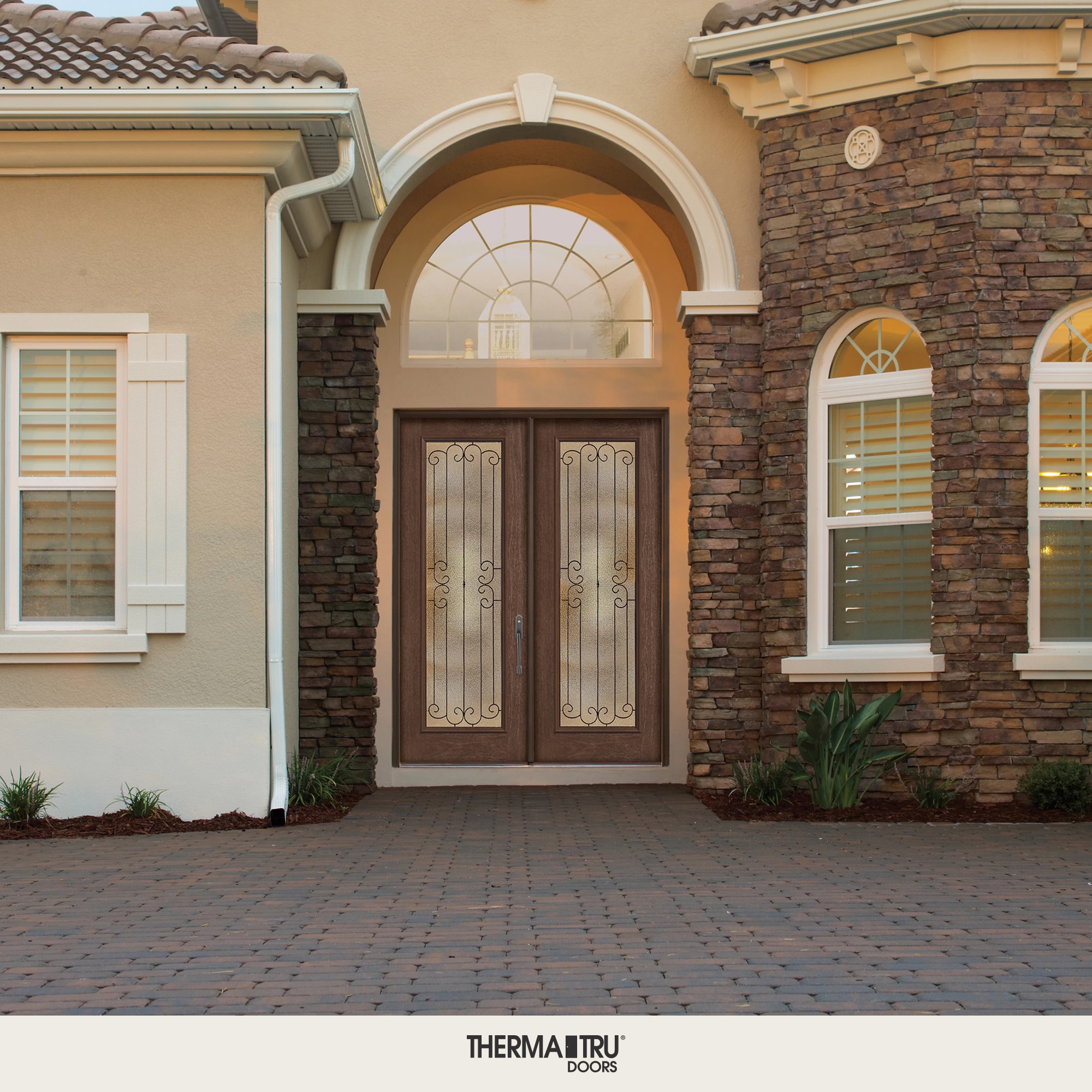 Therma-Tru RISERVA 36-in x 96-in x 6-9/16-in Fiberglass Full lite Right ...