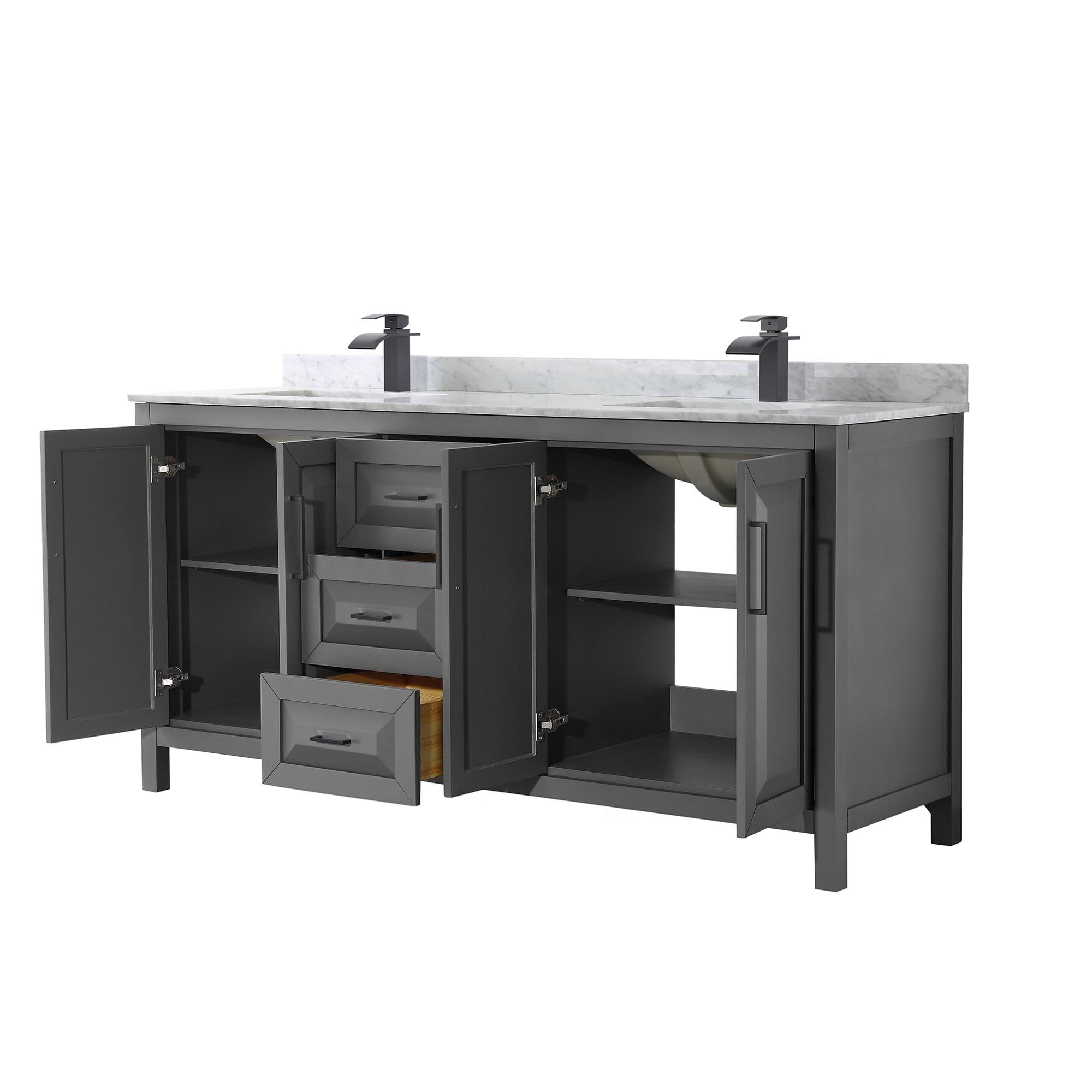 Wyndham Collection Daria 72-in Dark Gray with Matte Black Trim ...