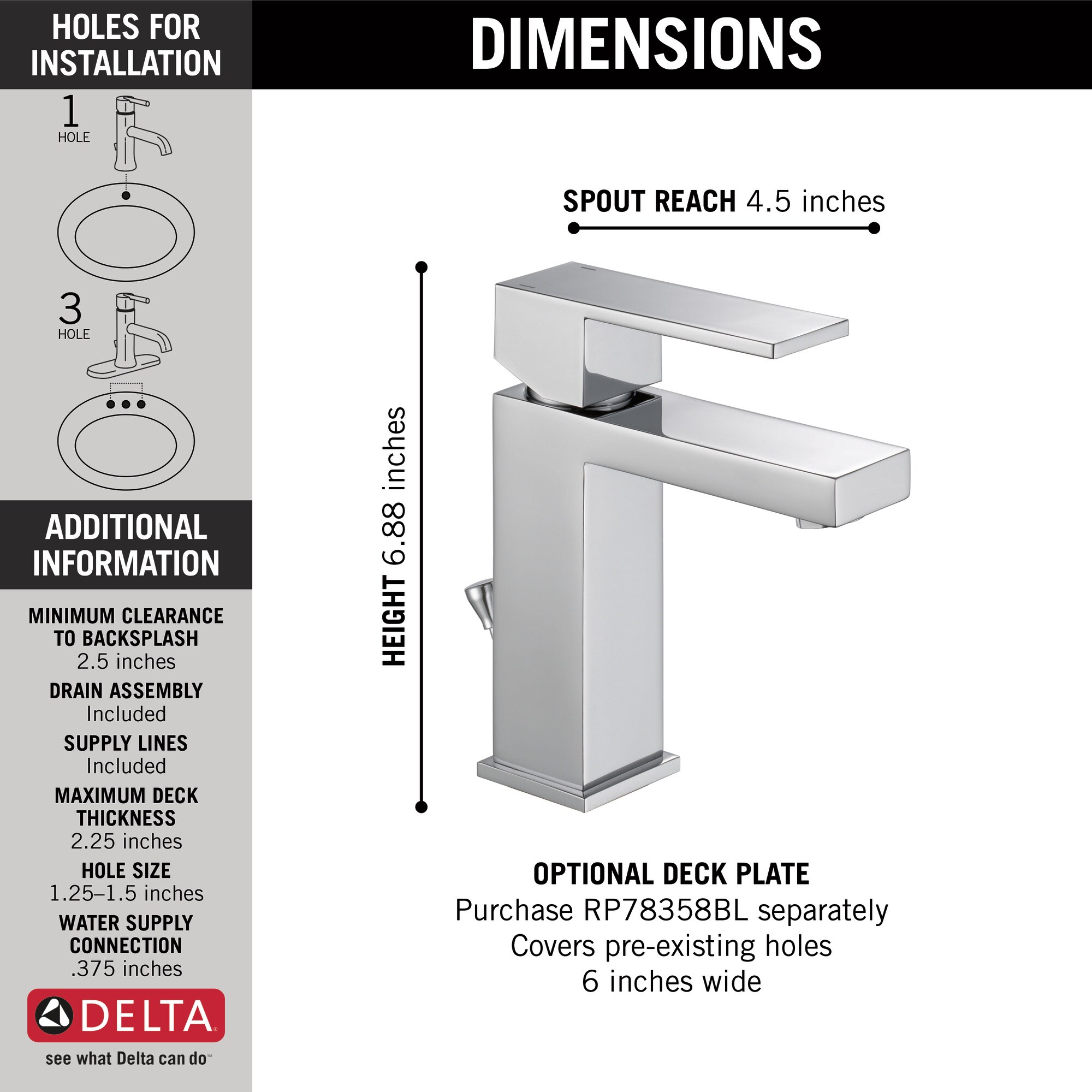 Delta Modern Chrome Single Hole 1-Handle WaterSense Bathroom Sink ...