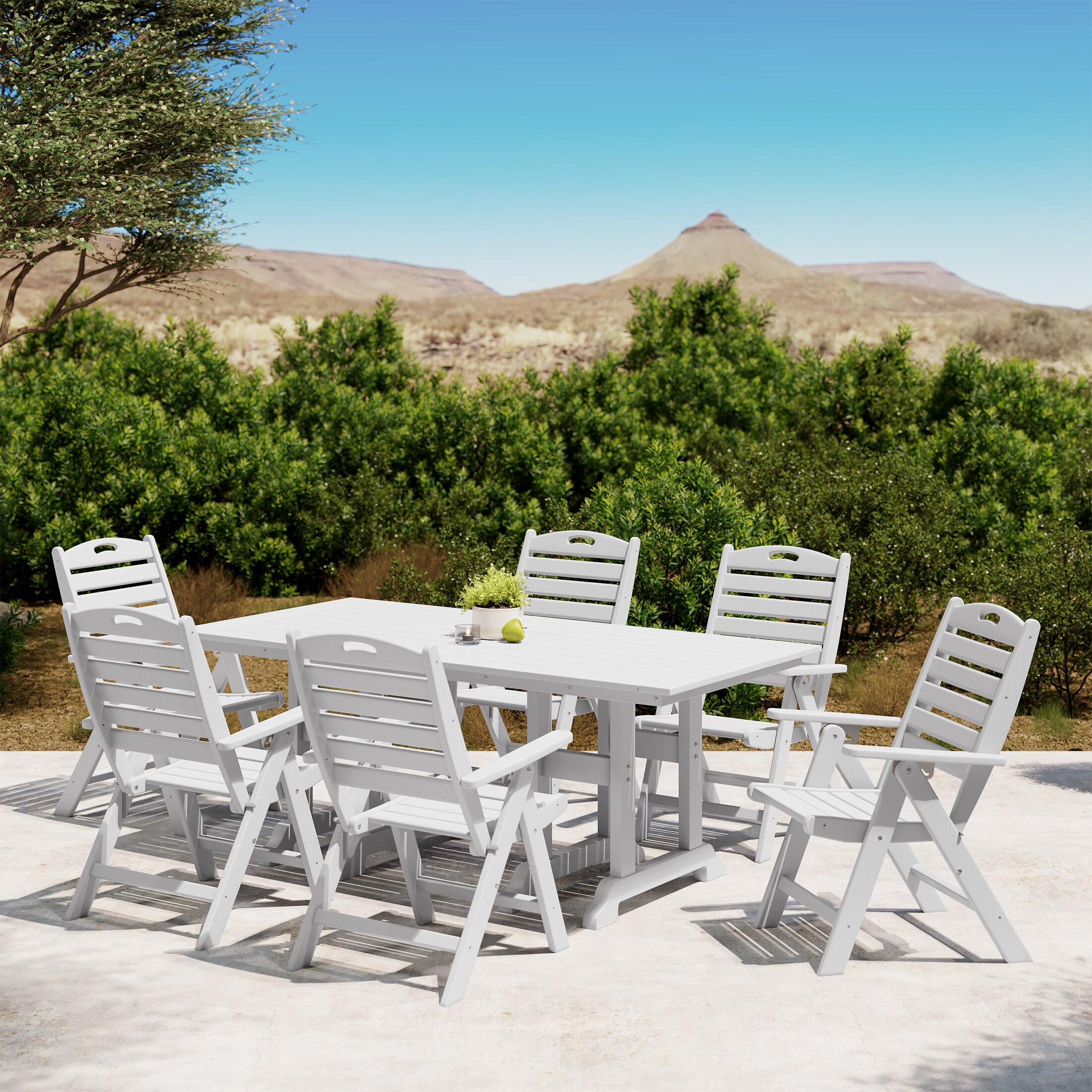 Westin Furniture Laguna 7 -Piece White Patio Dining Set Plastic ...