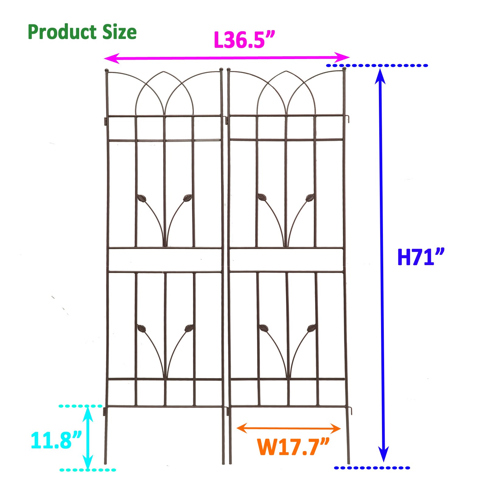 LOVMOR 2 Pack Metal Garden Trellis 71Inch x 17.7Inch Rustproof Trellis ...