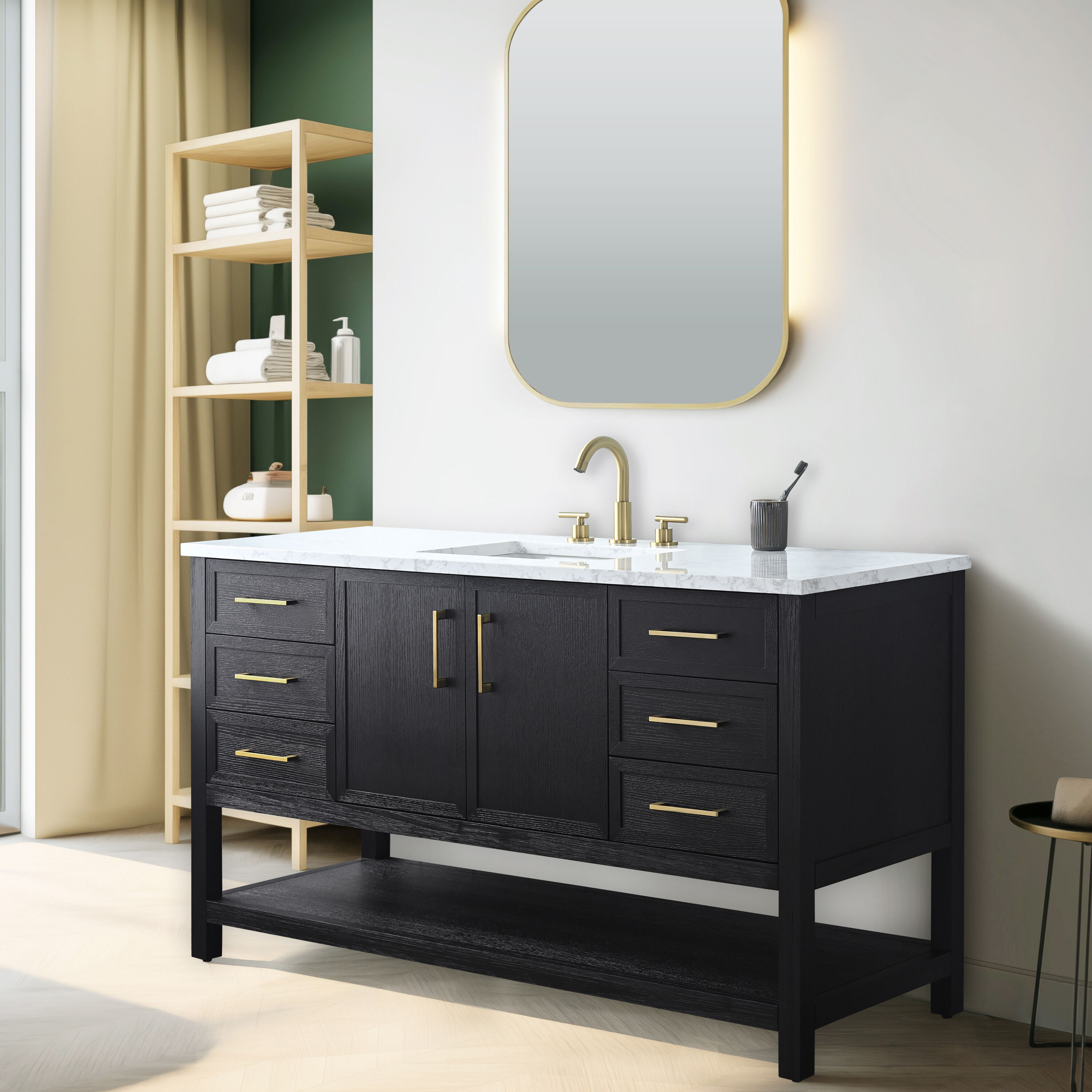 Sudio Design OLIVER 60-in Black Oak Undermount Single Sink Bathroom ...