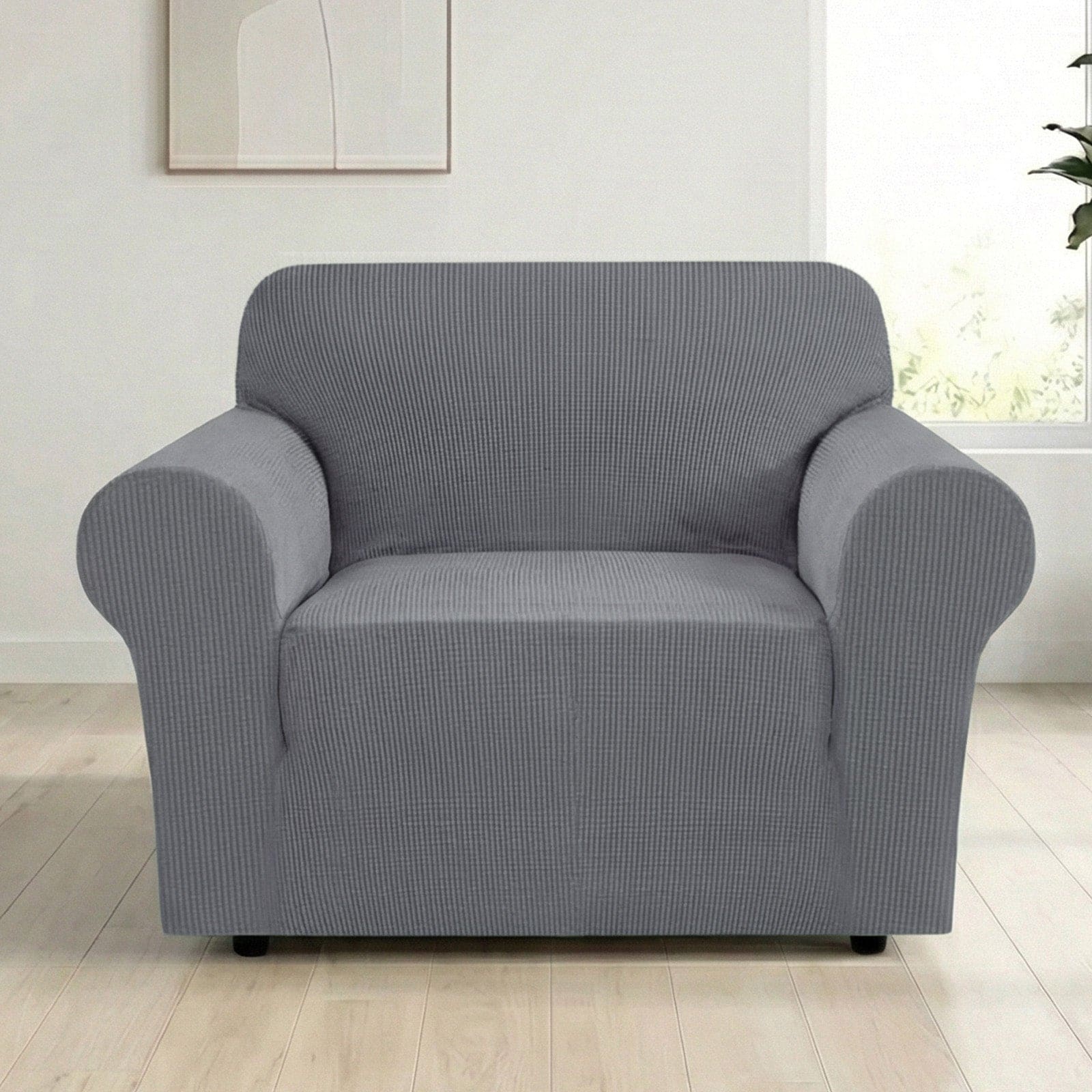 H.Versailtex Stretch Jacquard Loveseat Slipcover Dove in the Slipcovers ...