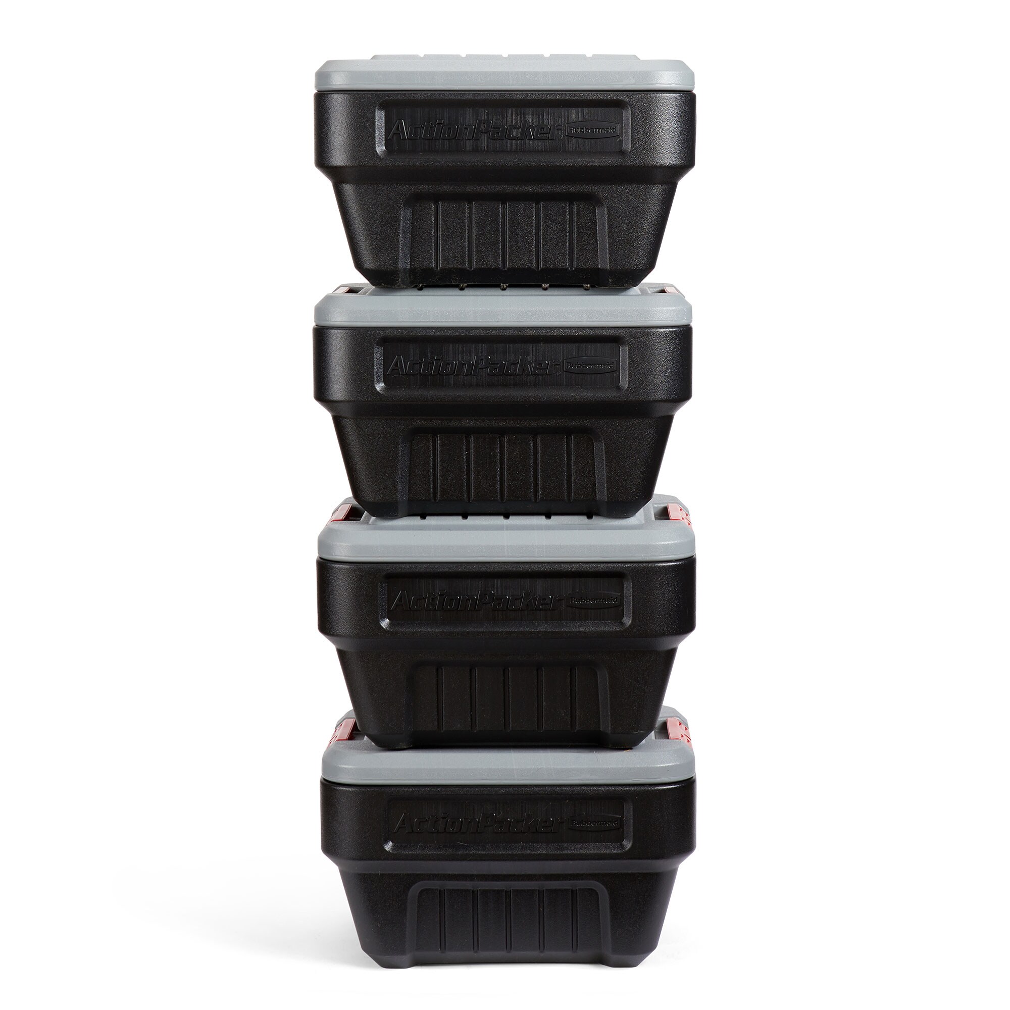 Rubbermaid 4 -Pack Medium Black Heavy Duty Stackable Tote with Latching ...