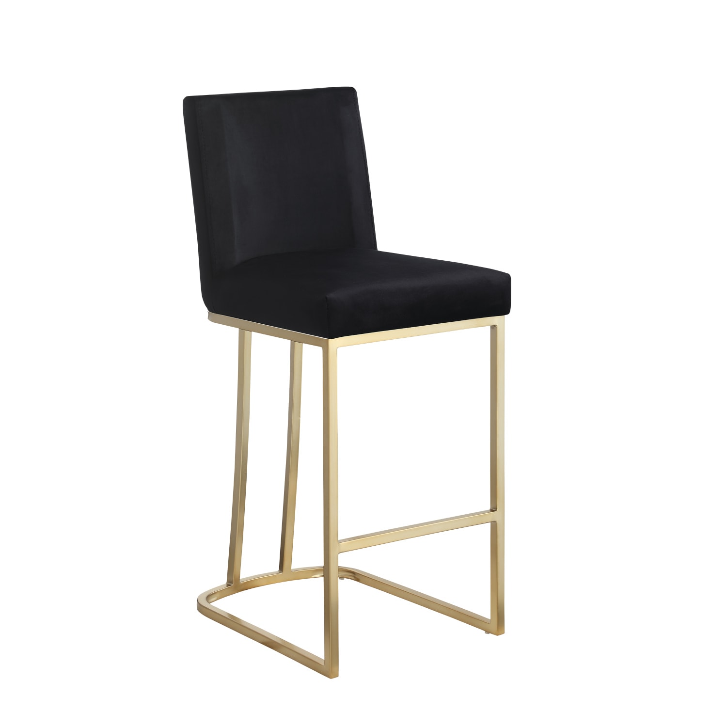 Streamdale Furniture Streamdale Set of 2 Gold Brushed Velvet Bar Stools ...